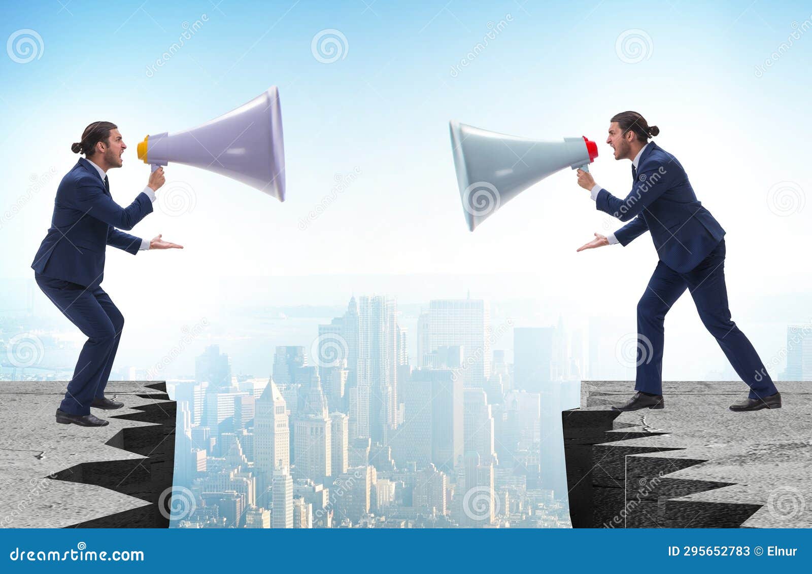 Businessman Shouting with Loudspeaker at Each Other Stock Image - Image ...