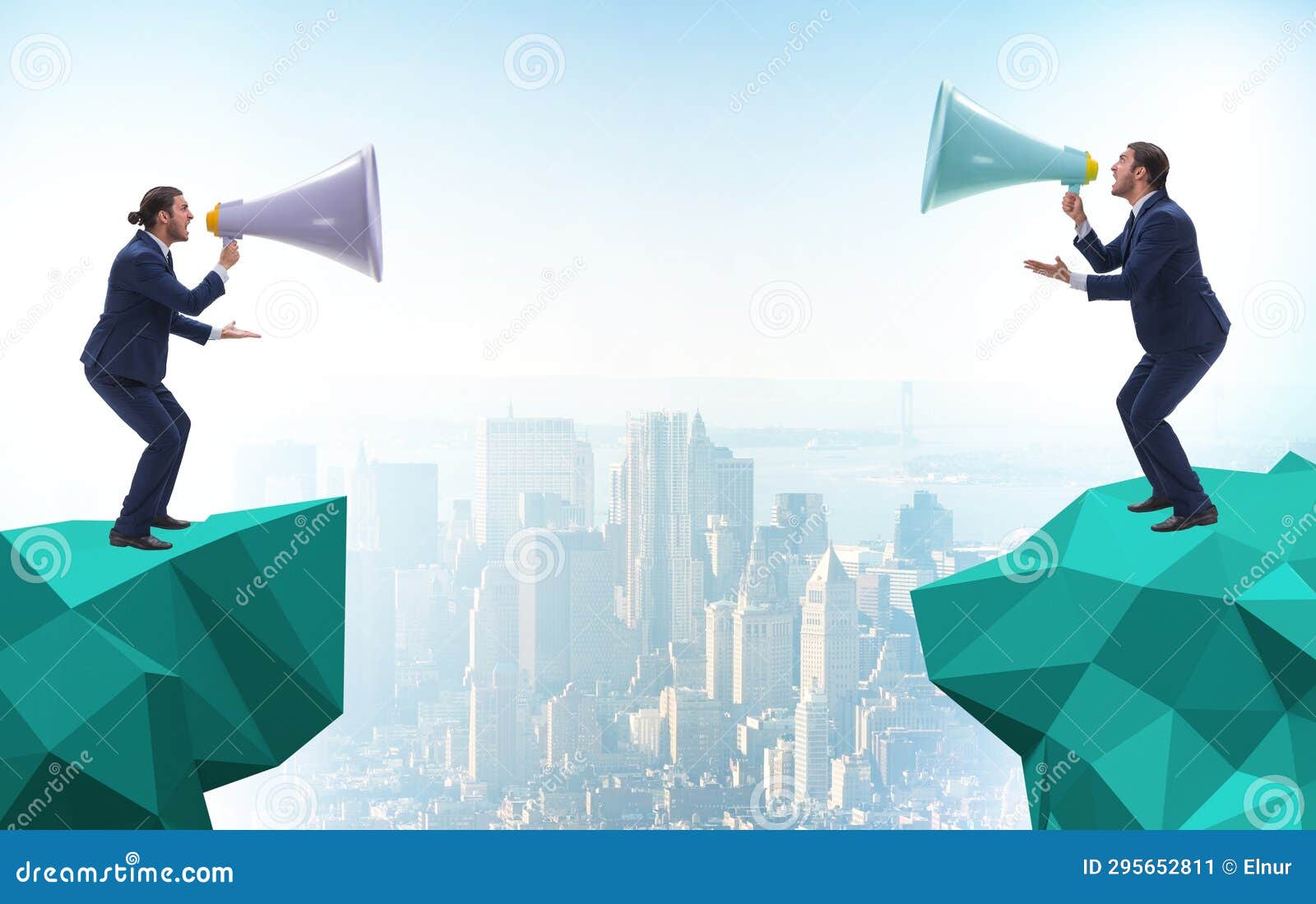 Businessman Shouting with Loudspeaker at Each Other Stock Image - Image ...