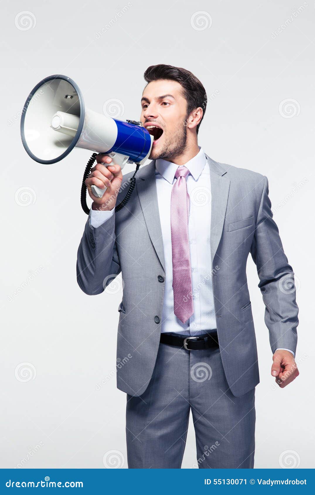 Businessman Shouting in Loudspeaker Stock Image - Image of background ...