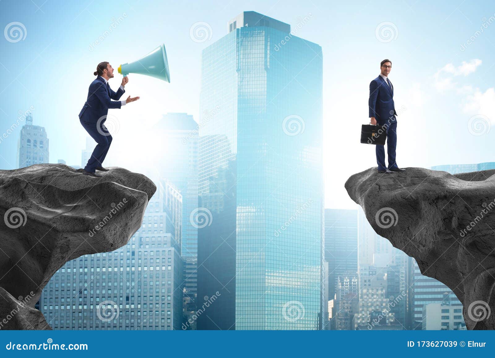 Businessman Shouting with Loudspeaker at Others Stock Image - Image of ...