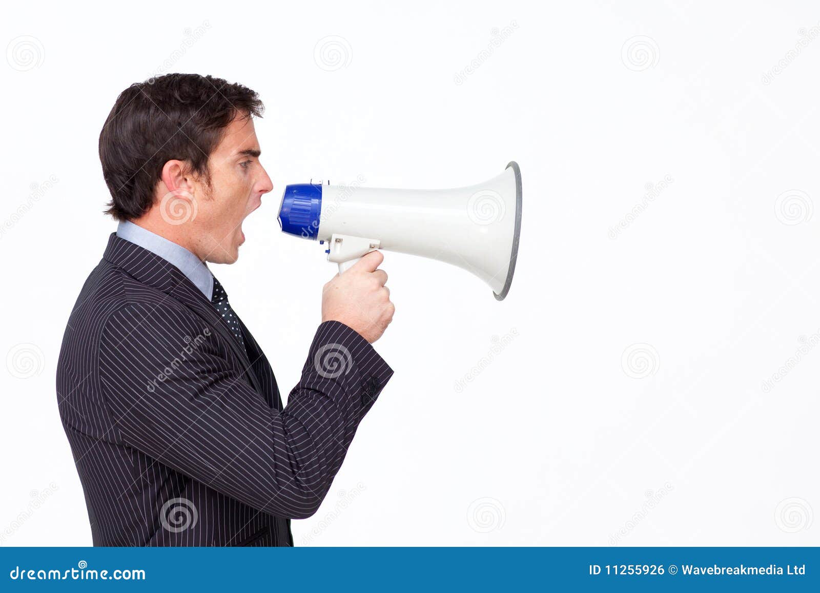 Businessman Shouting through a Megaphon Stock Photo - Image of ...