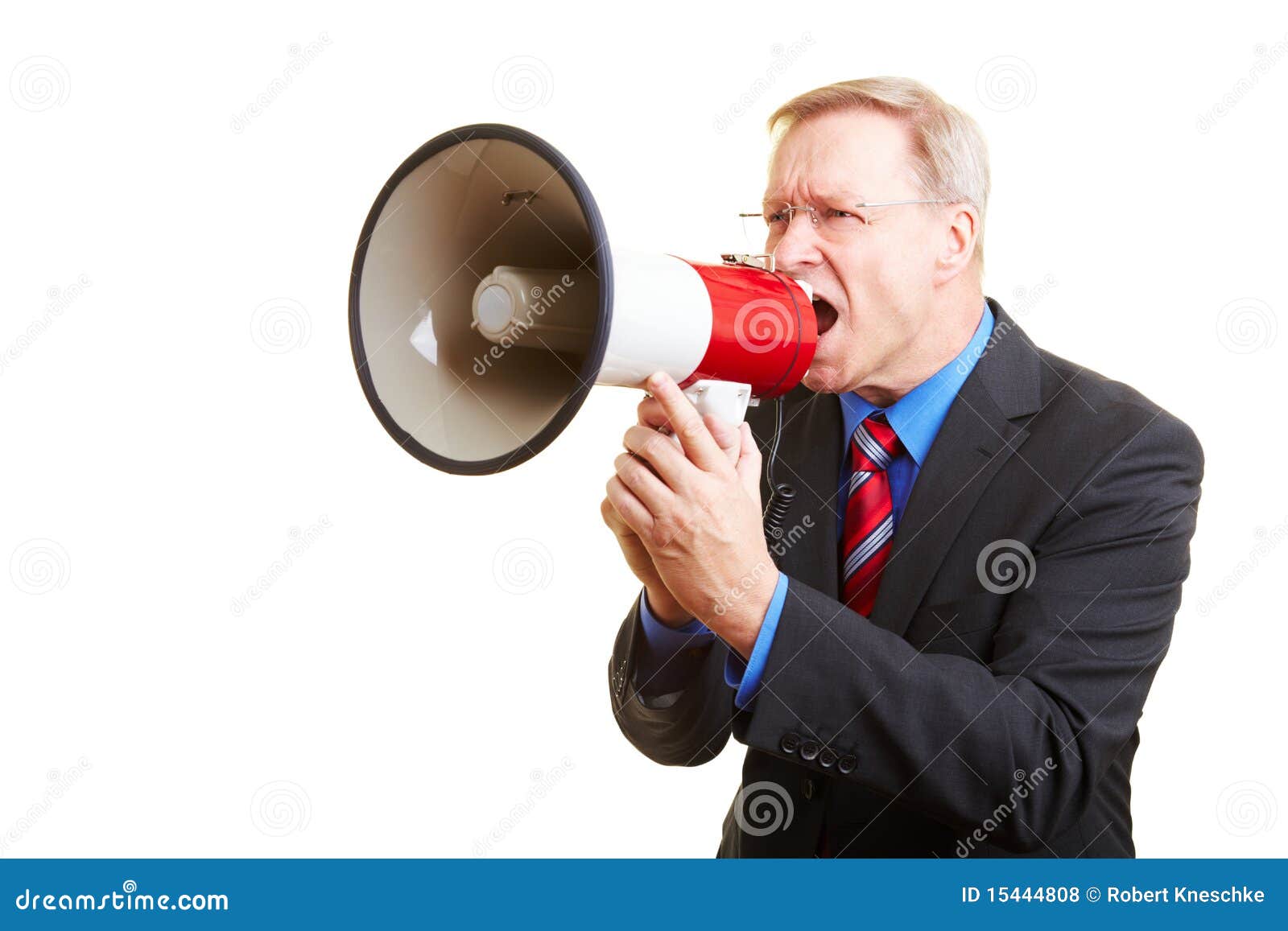 Businessman Shouting with Megaphone Stock Photo - Image of loud ...
