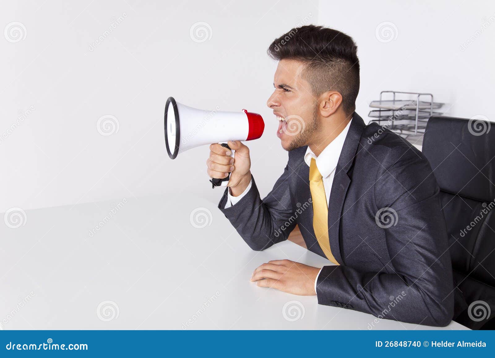 Businessman Shouting with a Megaphone Stock Photo - Image of ...