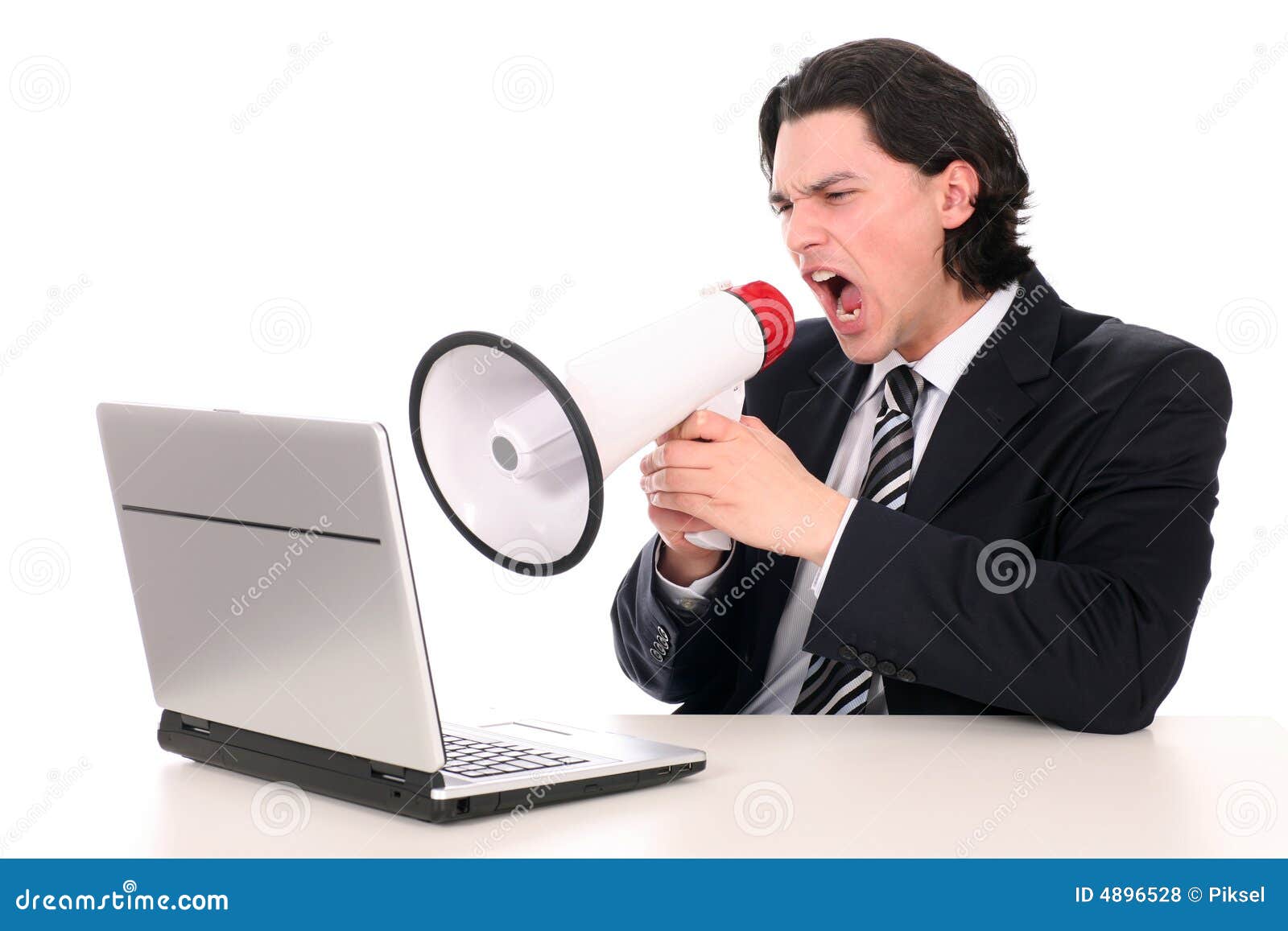 Businessman Shouting through Megaphone Stock Photo - Image of ...