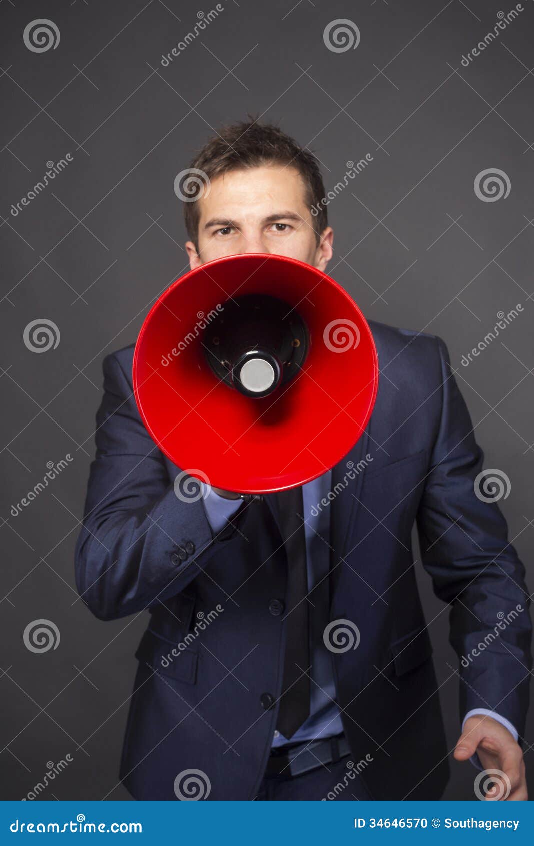 Businessman Shouting in a Megaphone Stock Photo - Image of holding ...