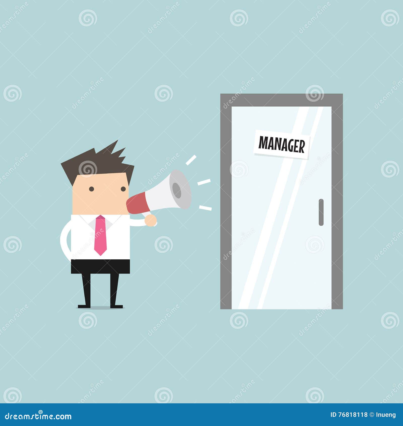 Businessman Shouting through Megaphone Outside Manager Room. Stock ...