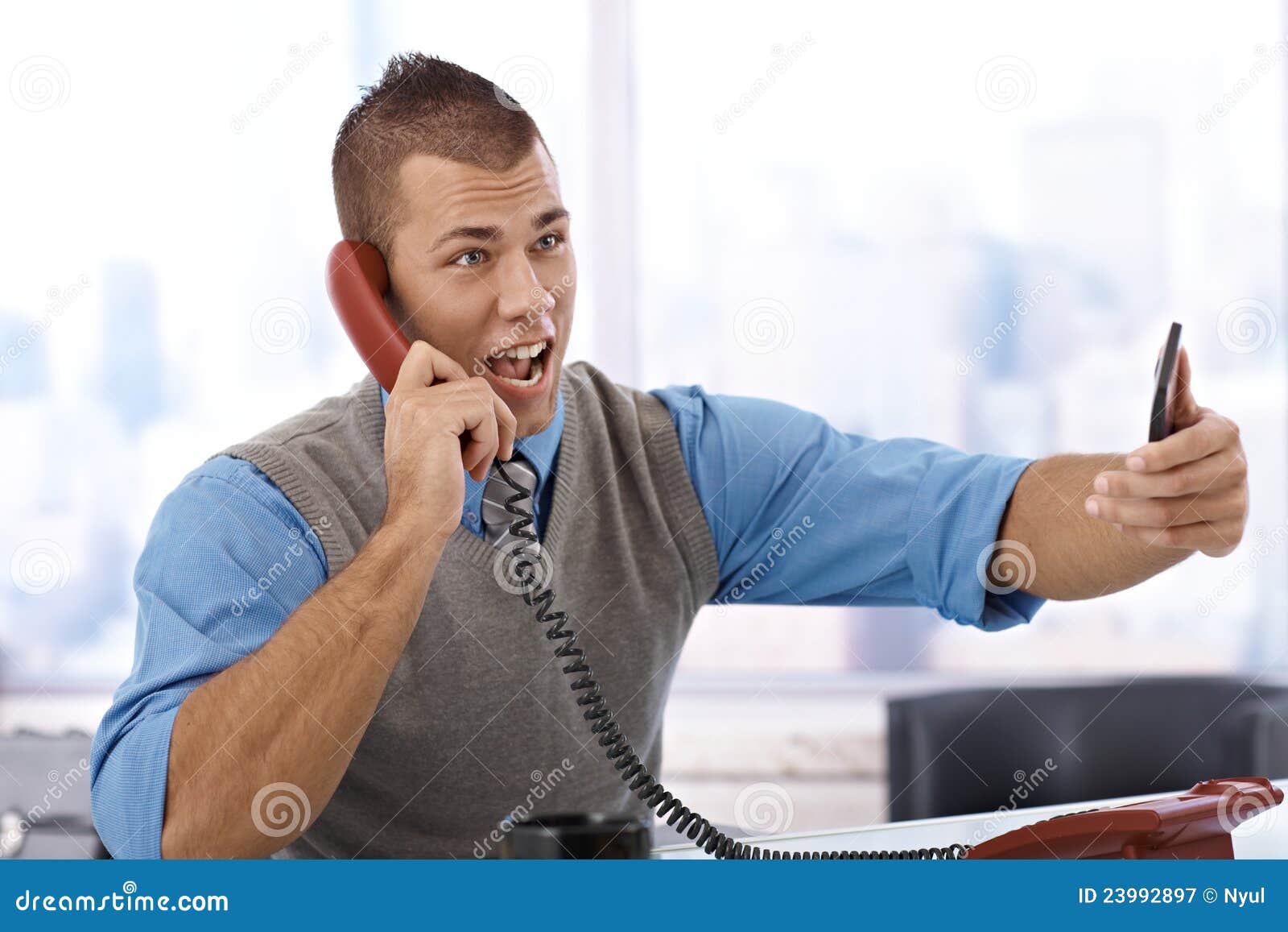 Businessman Shouting on Phone Stock Image - Image of alone, gesturing ...