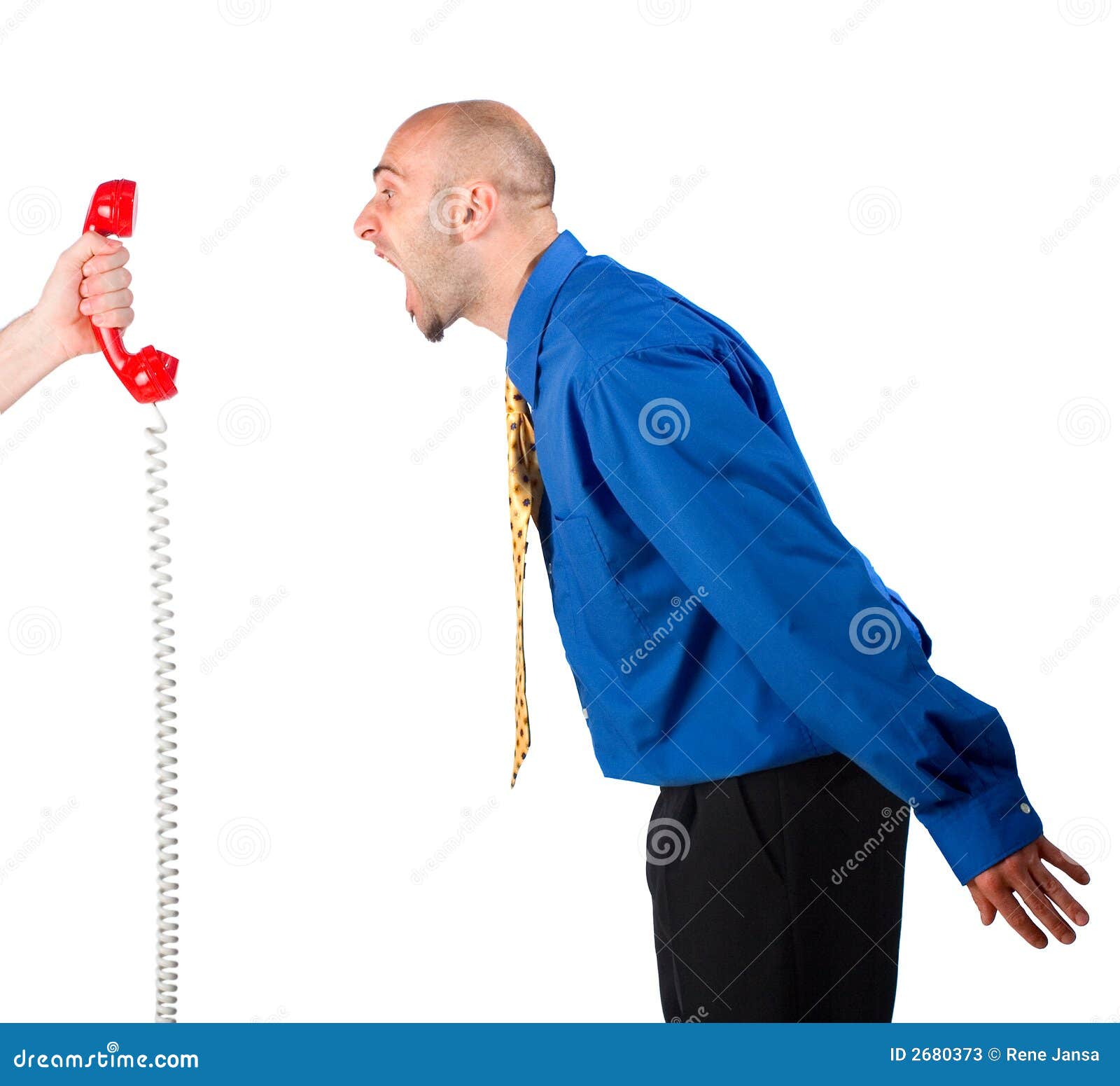 Businessman Shouting at Phone Stock Image - Image of receiver, blue ...