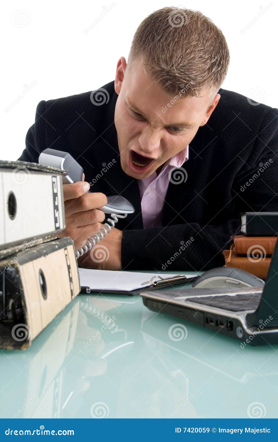 Businessman Shouting on Phone Stock Image - Image of executive, phone ...