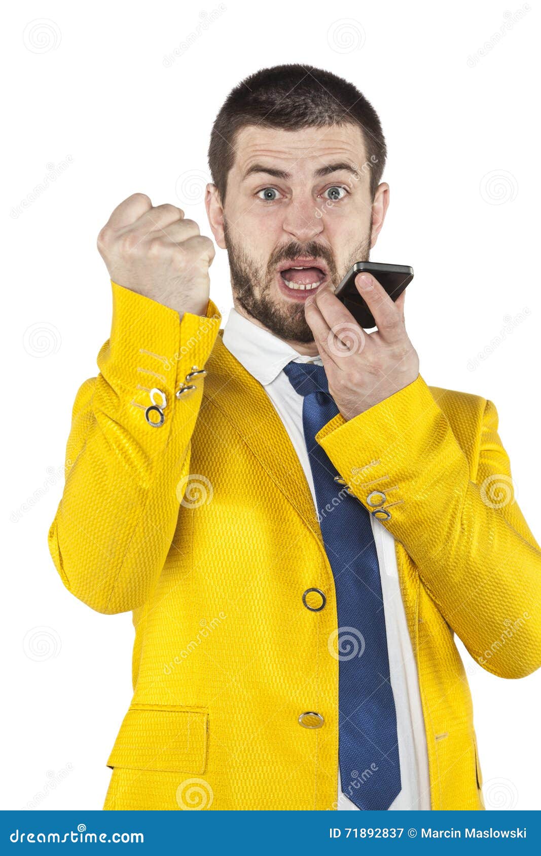 Businessman Shouting into the Phone Stock Image - Image of multiple ...