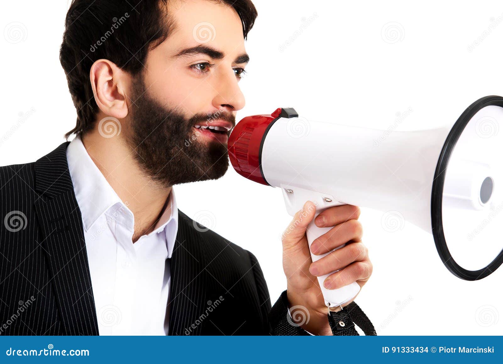 Businessman Shouting Using a Megaphone. Stock Photo - Image of ...