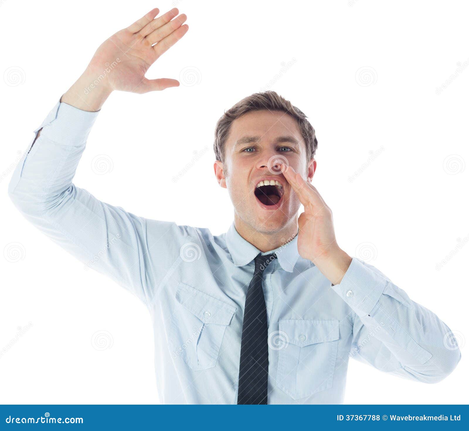 Businessman Shouting and Waving Stock Photo - Image of career, loud ...