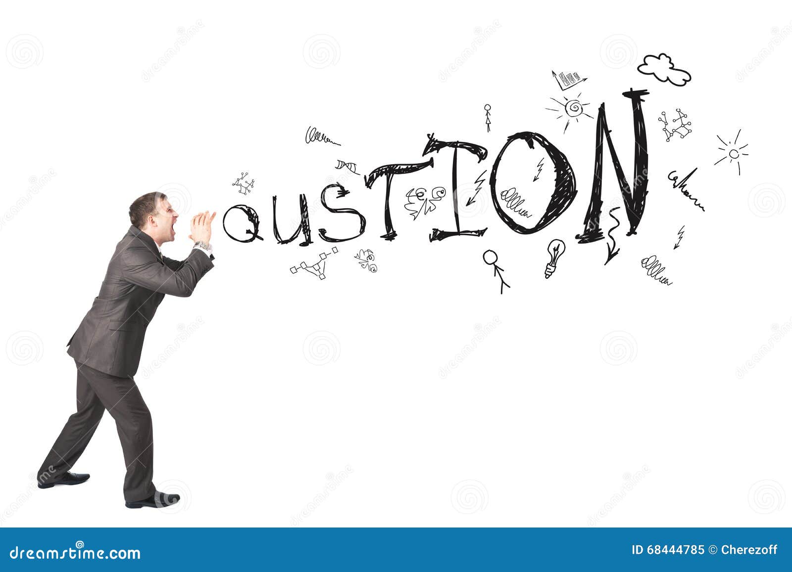 Businessman Shouting Word Question Stock Image - Image of bank, boss ...