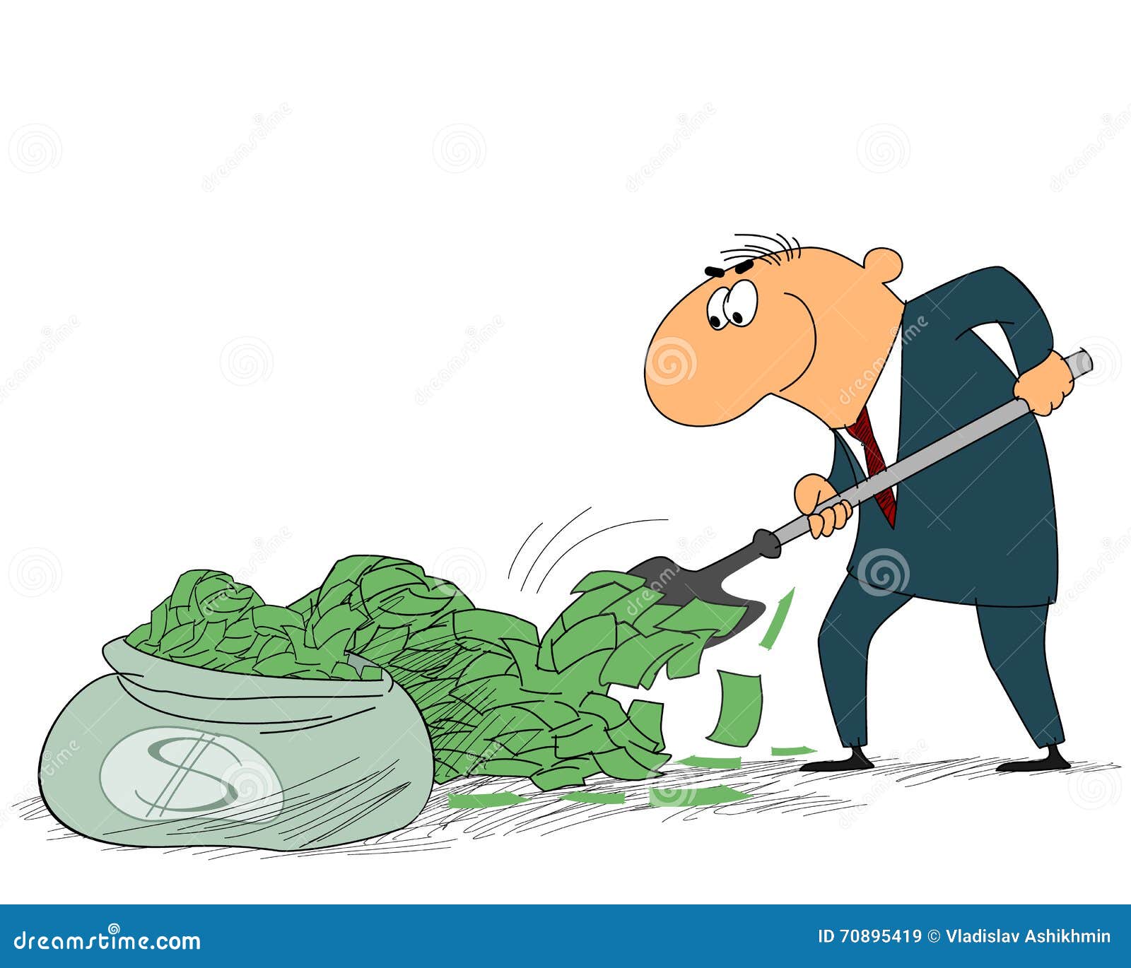 Businessman With Shovel Digging Cartoon | CartoonDealer.com #67439607
