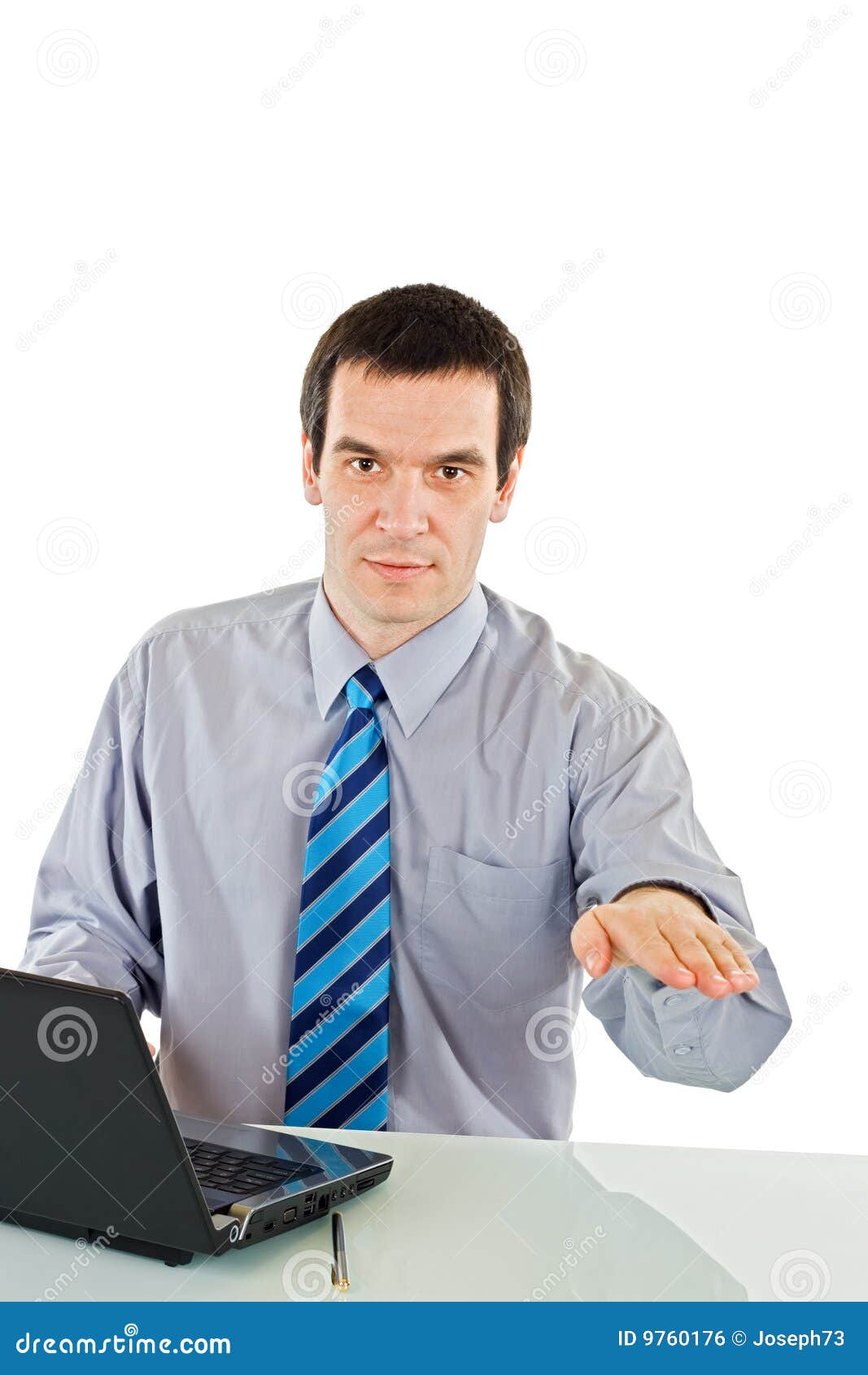 Businessman Show Calming Down Sign Stock Photo - Image of isolated ...