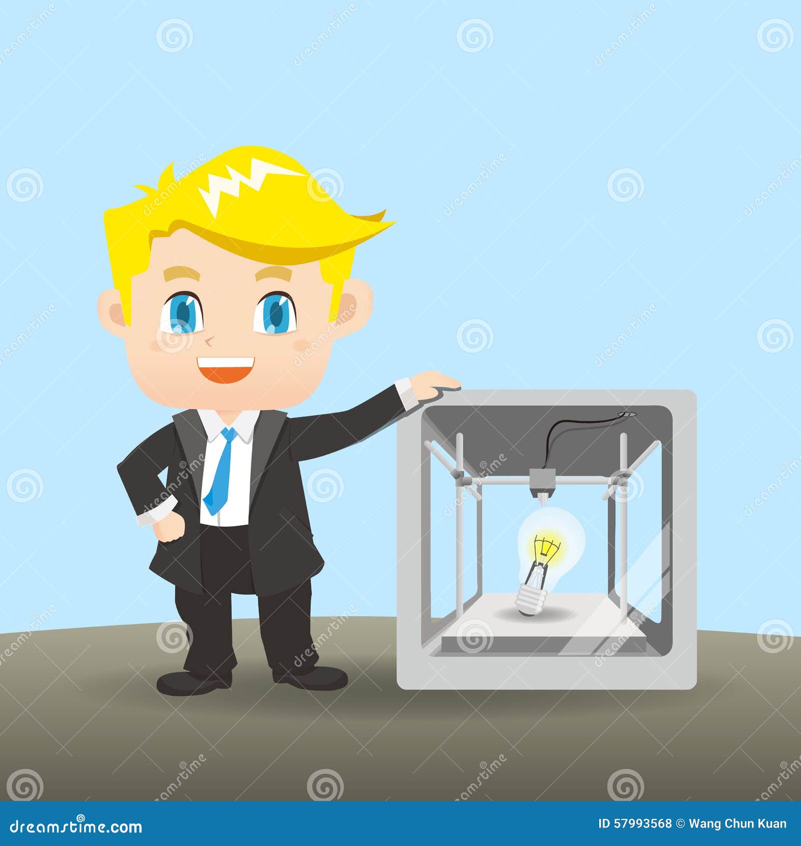 Businessman Show 3D Printer Stock Vector - Illustration of character ...