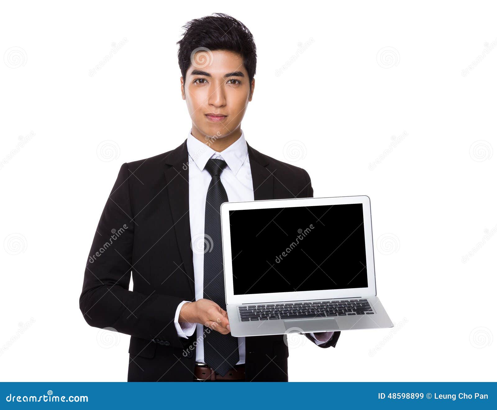 Businessman Show with Display of Laptop Stock Image - Image of ...