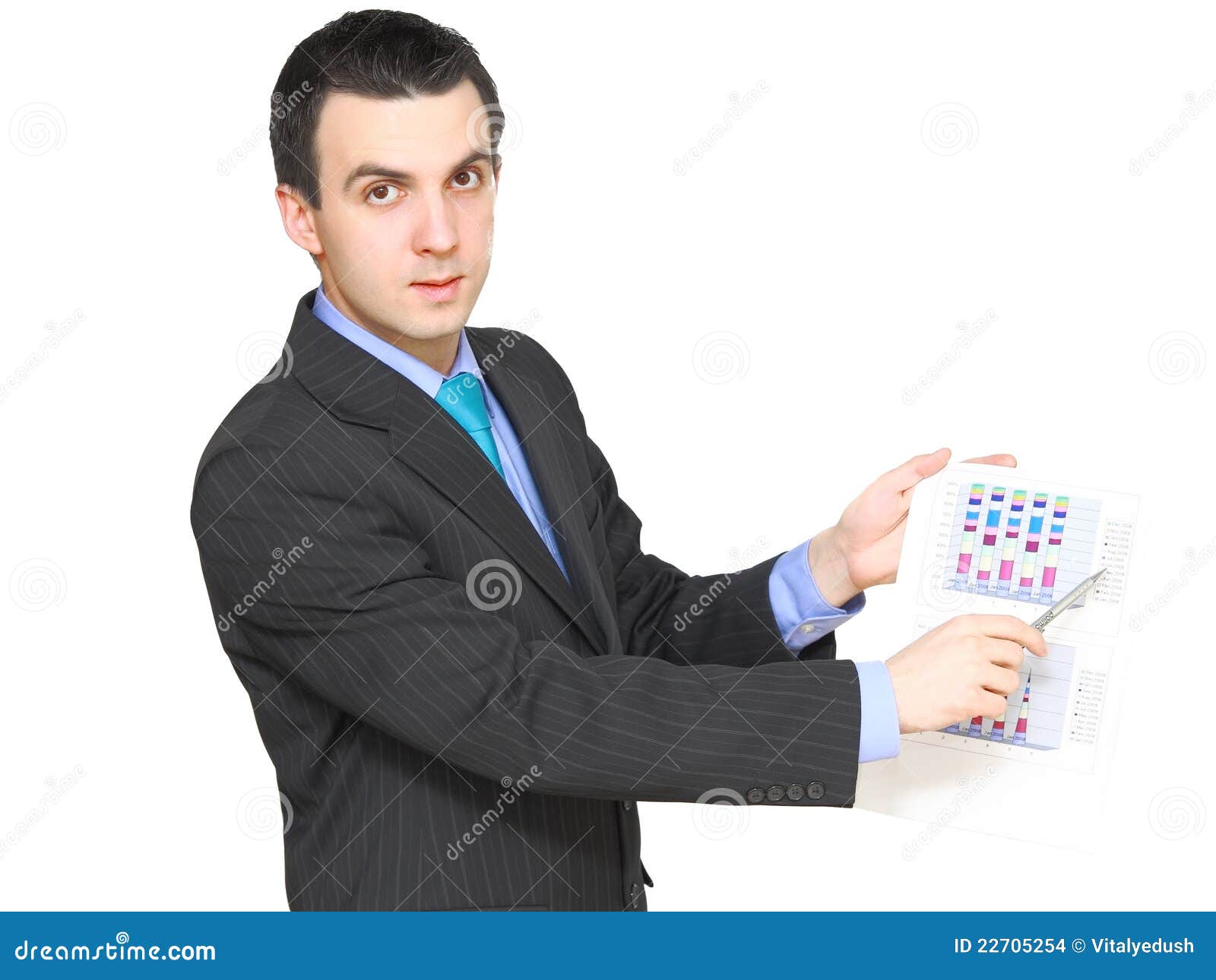 Businessman Show on Exchange Diagrams. Isolated Stock Photo - Image of ...