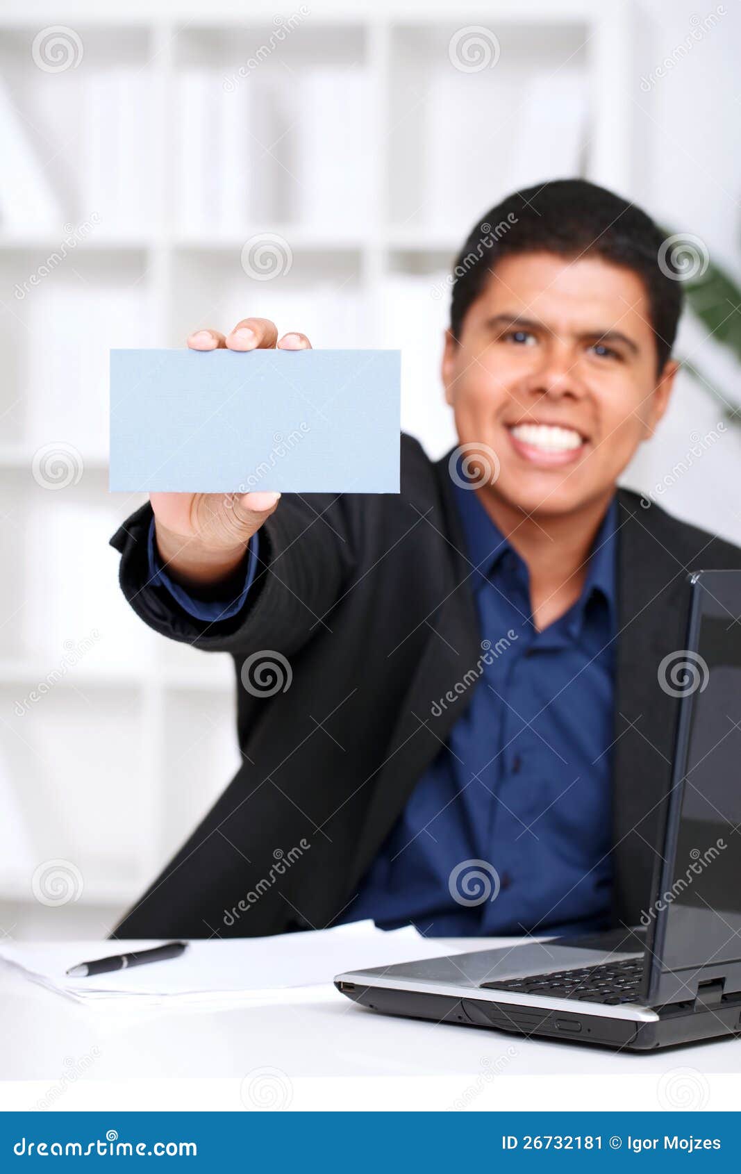 Businessman Showing Business Card Stock Image - Image of employment ...