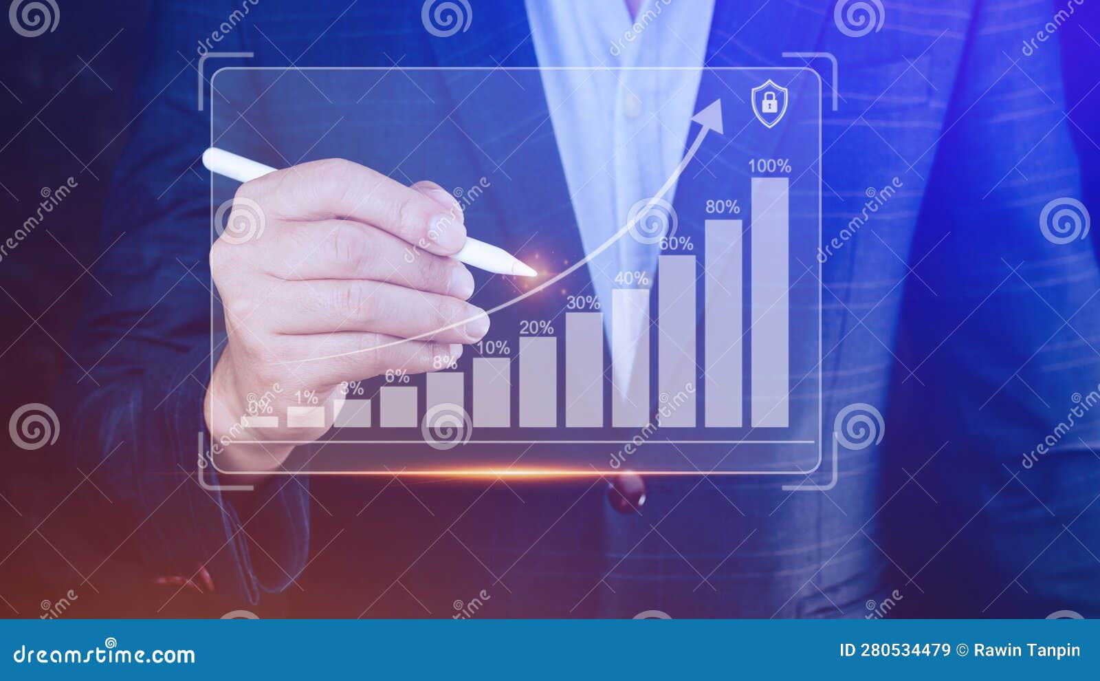 Businessman Showing Business Growth on Graph Hands Touching Graphs ...