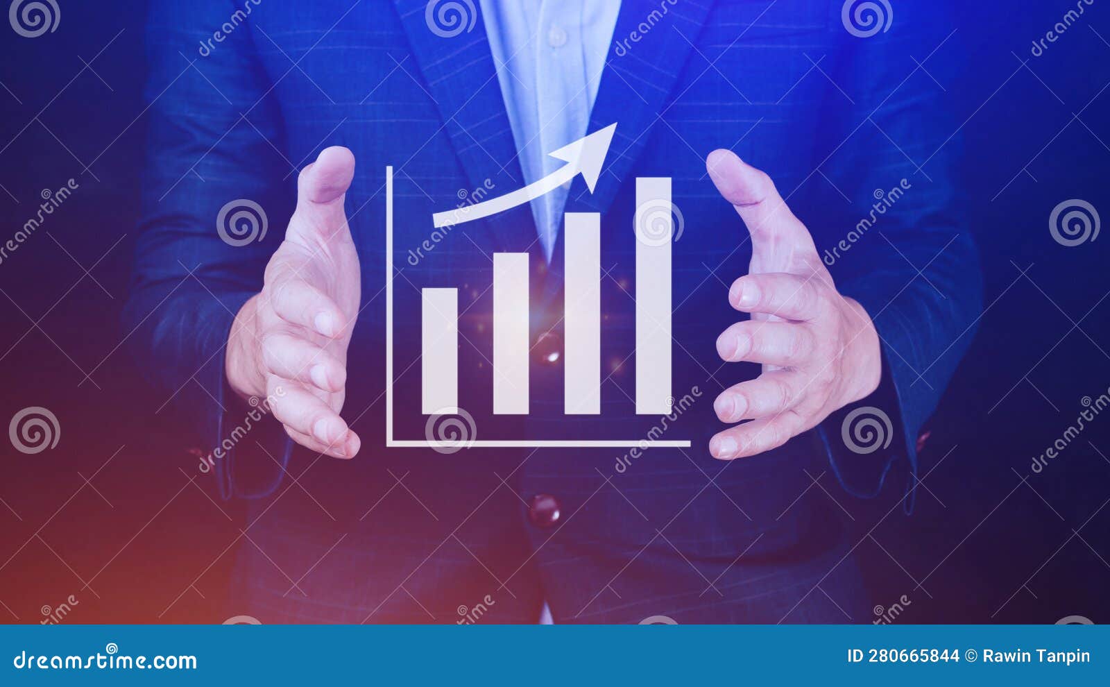 Businessman Showing Business Growth on Graph Hands Touching Graphs ...