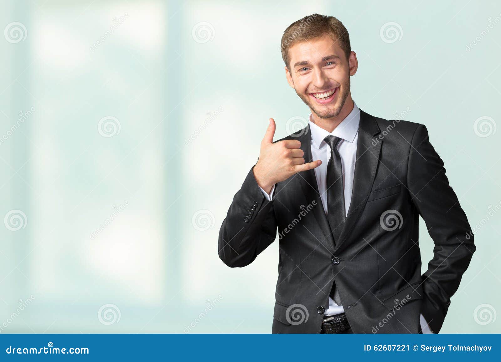 Businessman Showing Call Me Sign Stock Image - Image of people ...