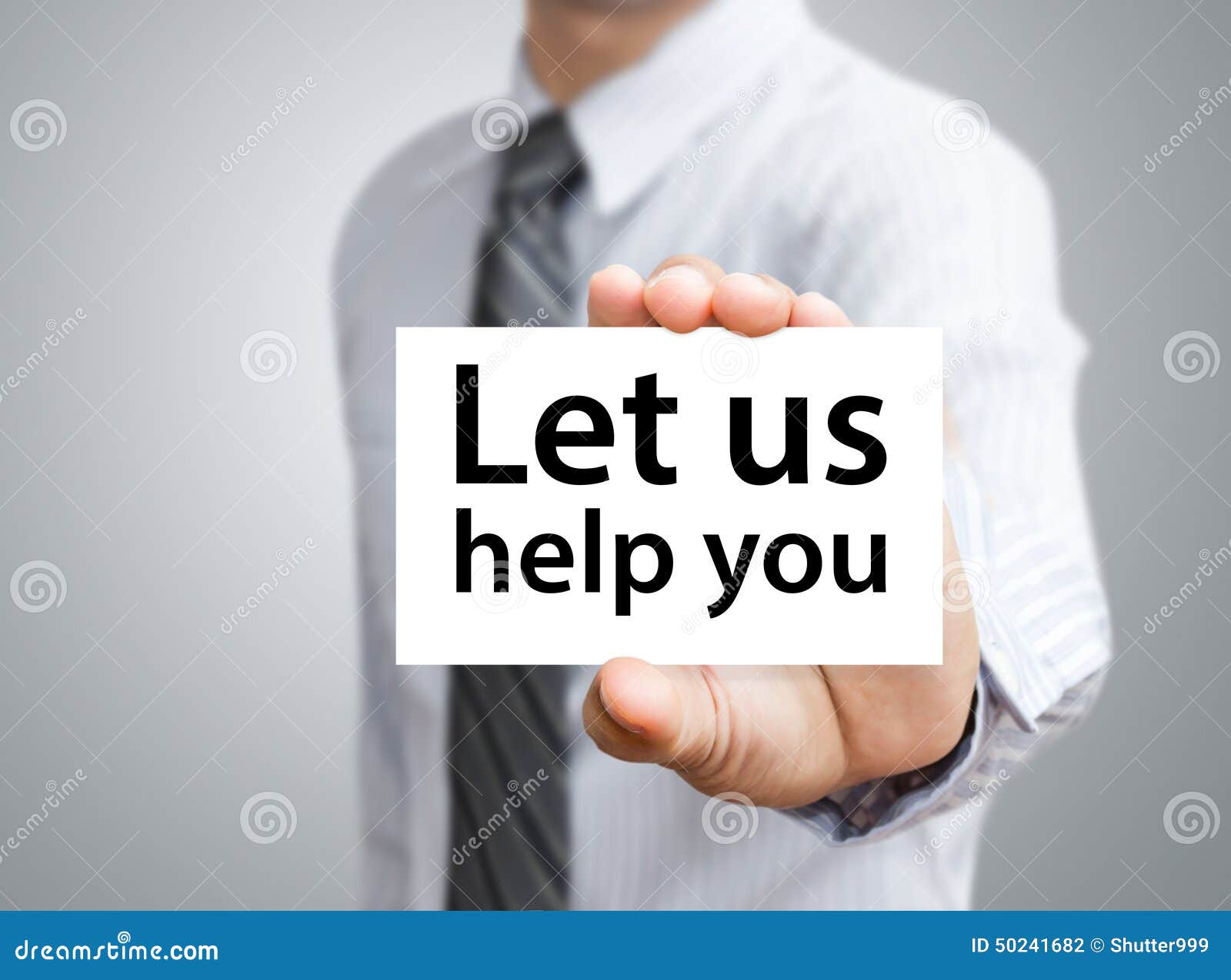 Businessman Showing Card with Let Us Help You Text Stock Photo - Image ... Businessman Showing Card with Let Us Help You Text Stock Photo - Image ...