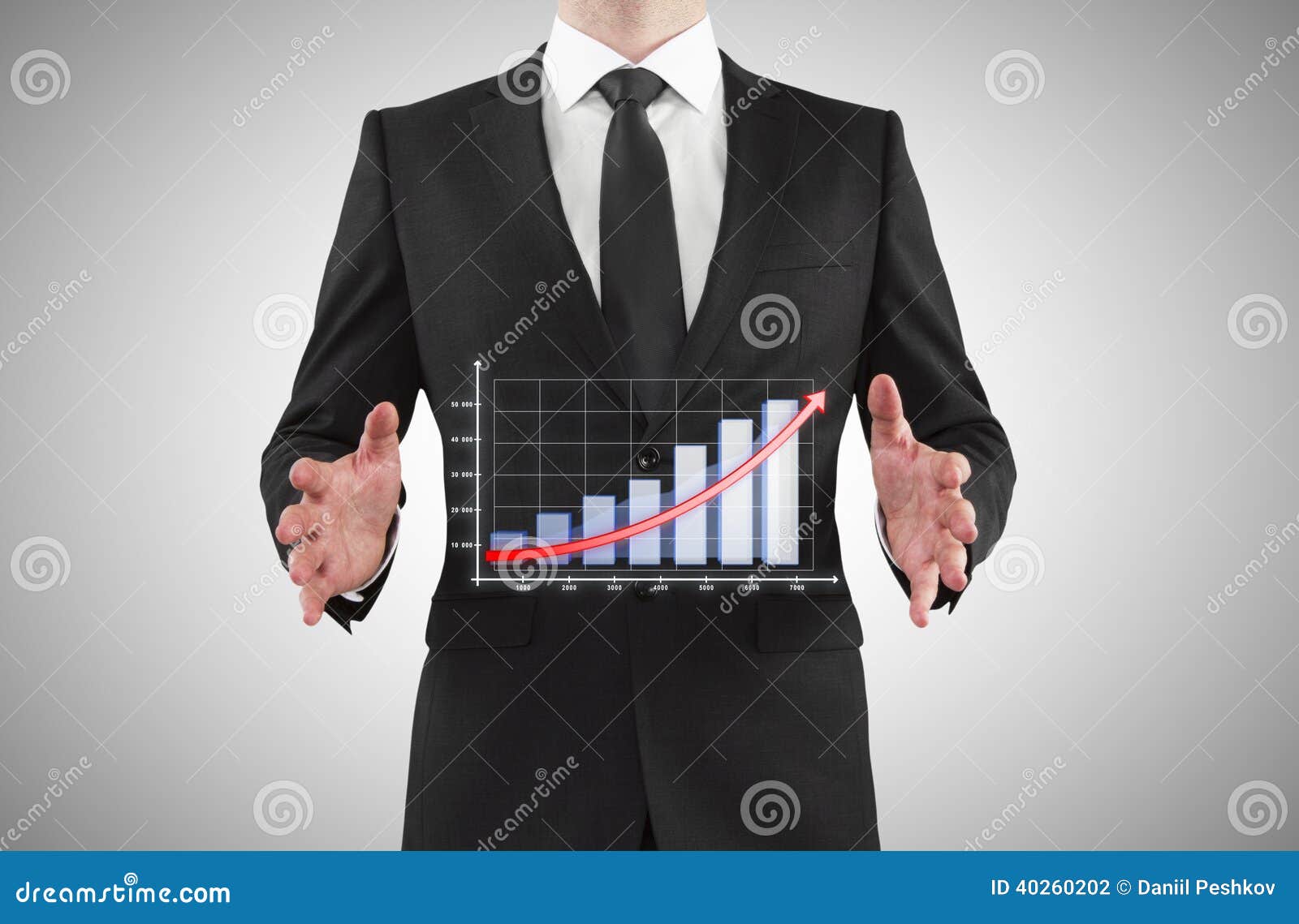 Businessman showing chart stock photo. Image of arrow - 40260202