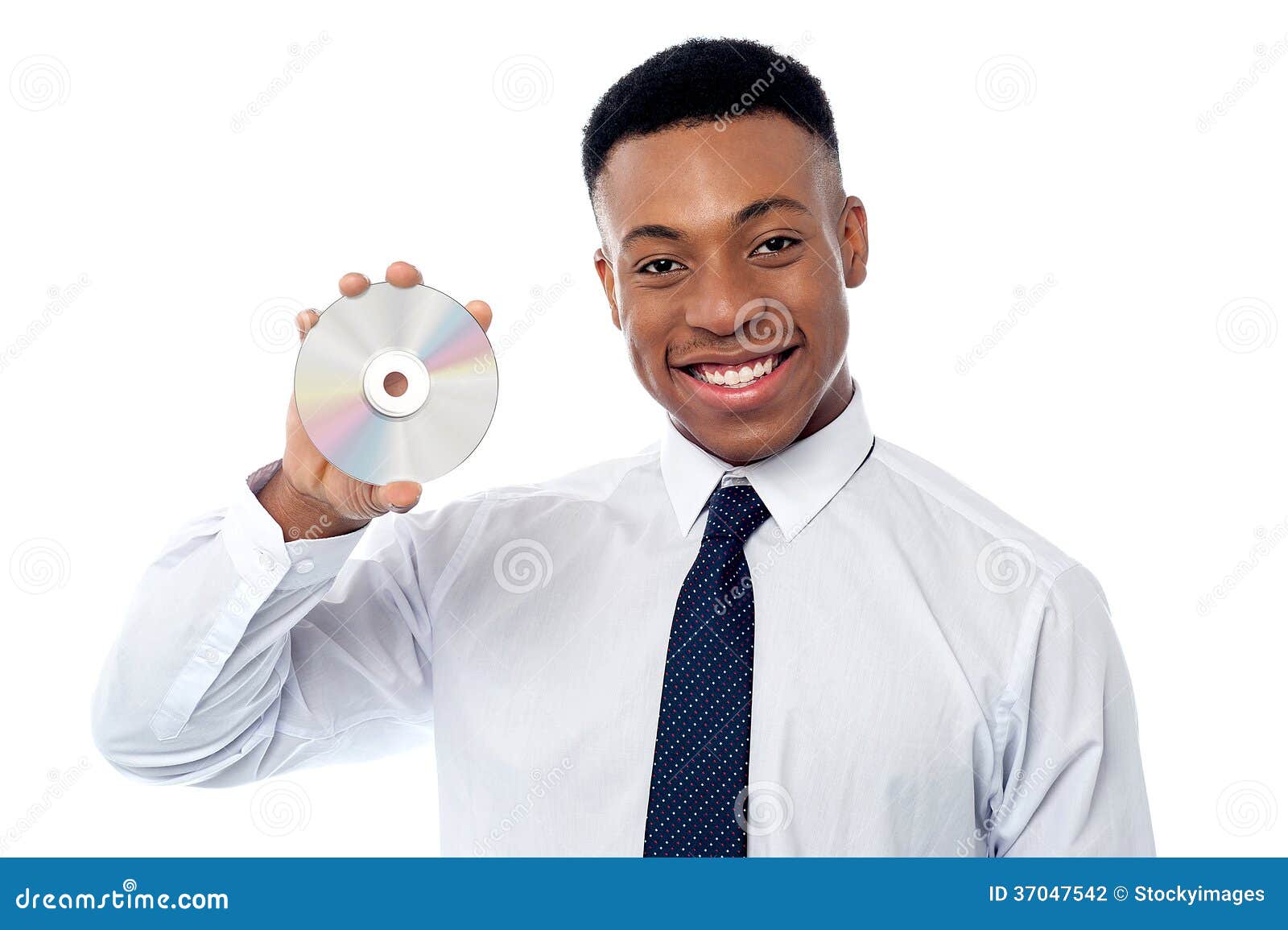 Businessman Showing Compact Disc Stock Photo - Image of disc, looking ...