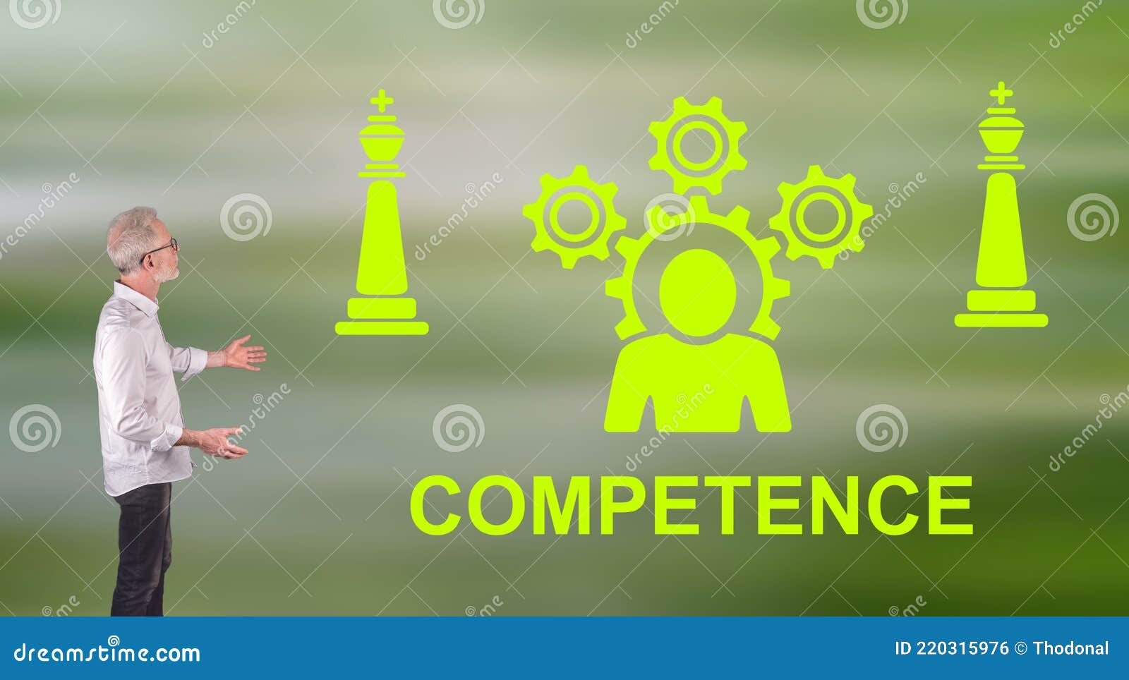 A Competence Concept Explained by a Businessman on a Wall Screen Stock ...