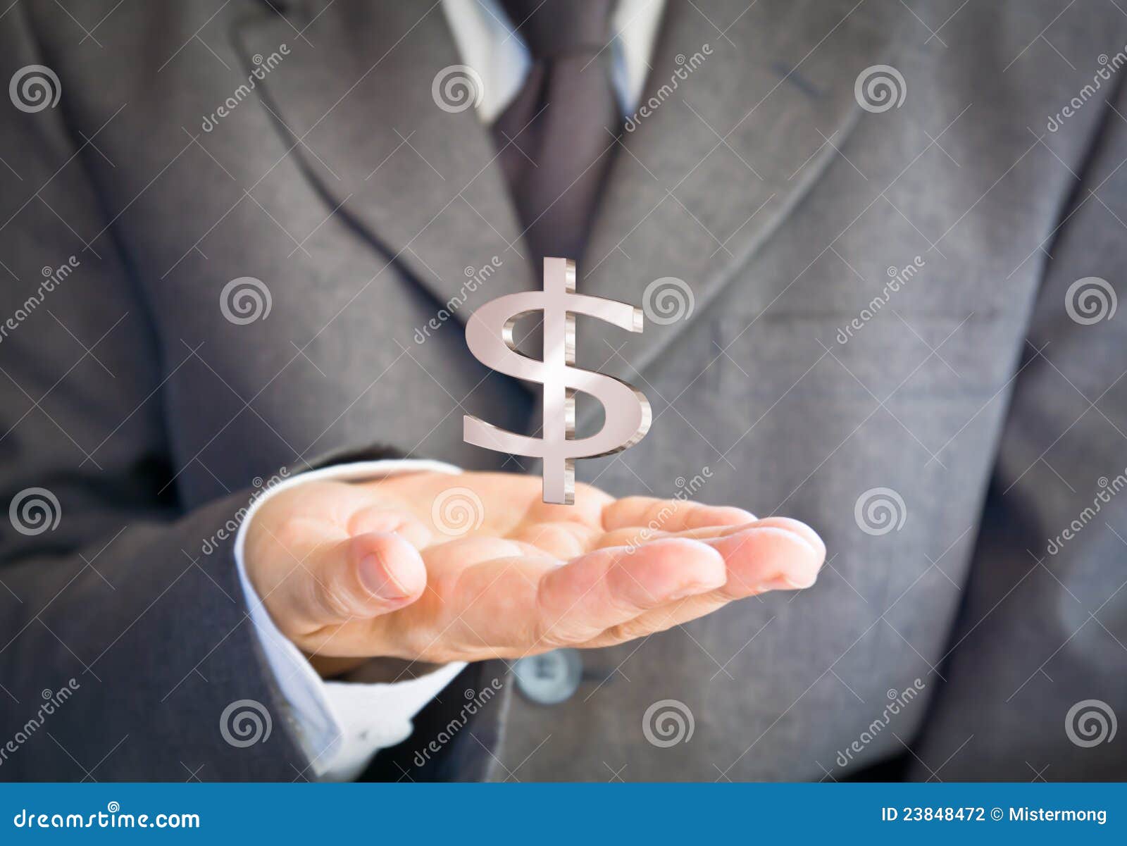 Businessman Showing Dollar Sign Stock Photo - Image of render, dollar ...