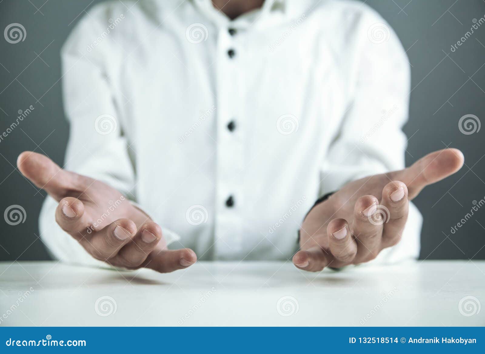 Businessman Showing Empty Hands in His Desk Stock Photo - Image of palm ...
