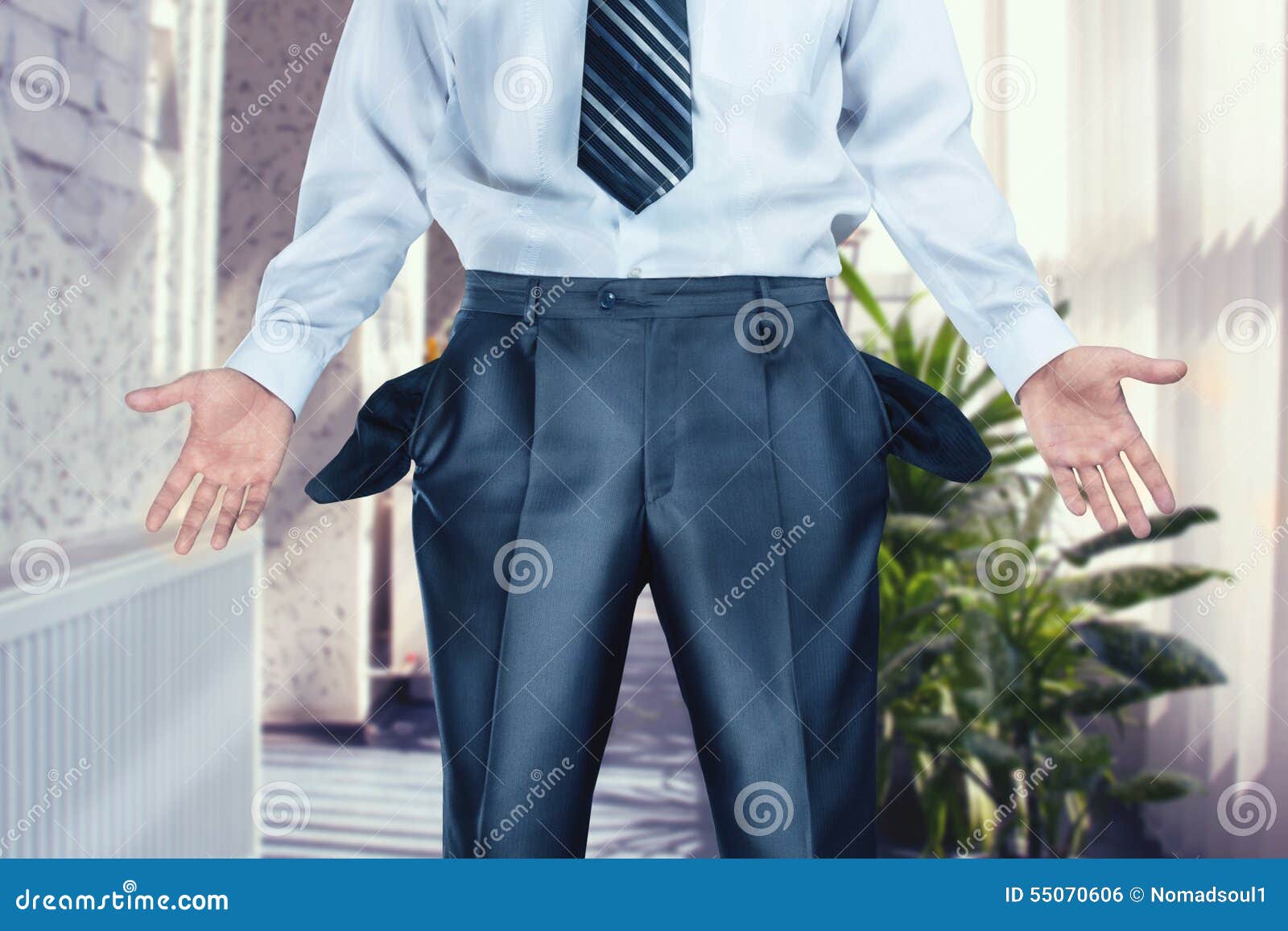 Businessman Showing Empty Pockets Stock Photo - Image of person ...