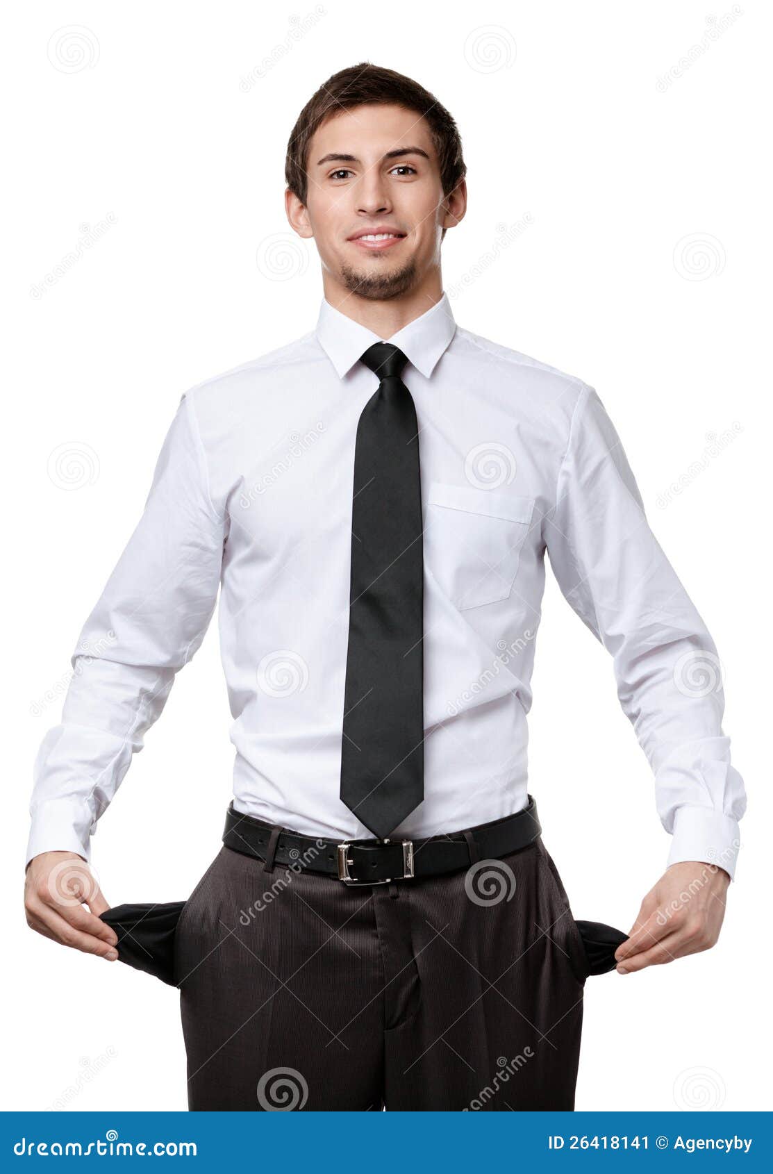 Businessman Showing His Empty Pockets Stock Image - Image of pleased ...