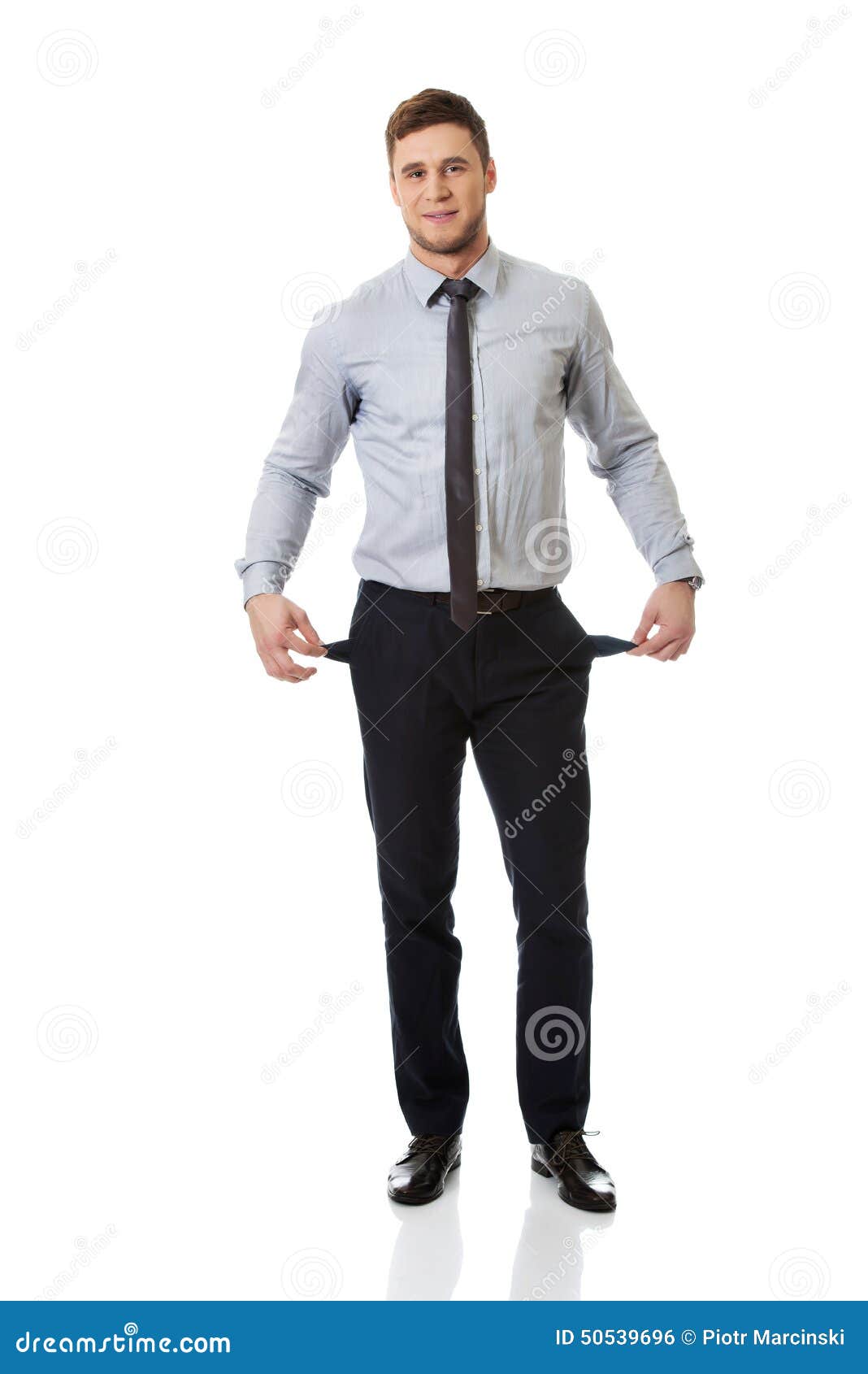 Businessman Showing His Empty Pockets. Stock Photo - Image of penniless ...