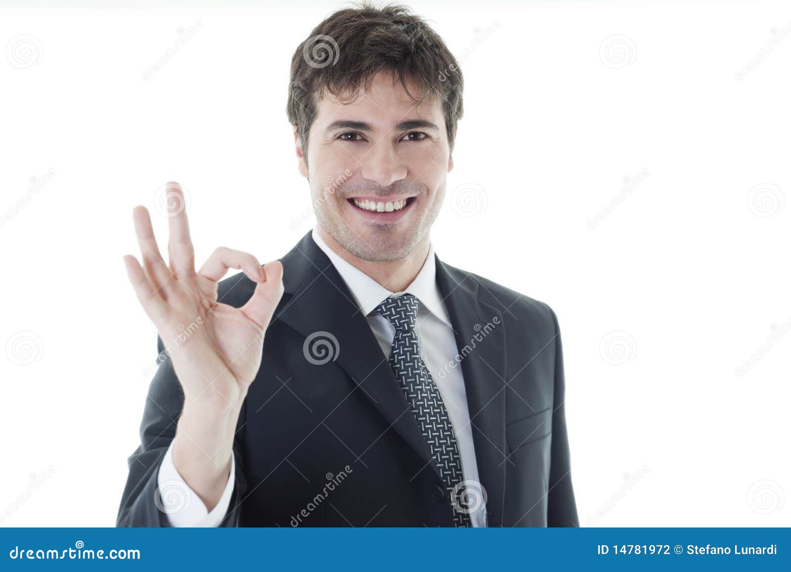 Businessman Showing OK Sign Stock Photo - Image of handsome, background ...