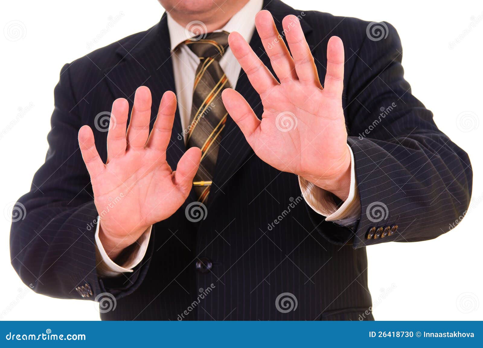 Businessman showing STOP stock photo. Image of message - 26418730