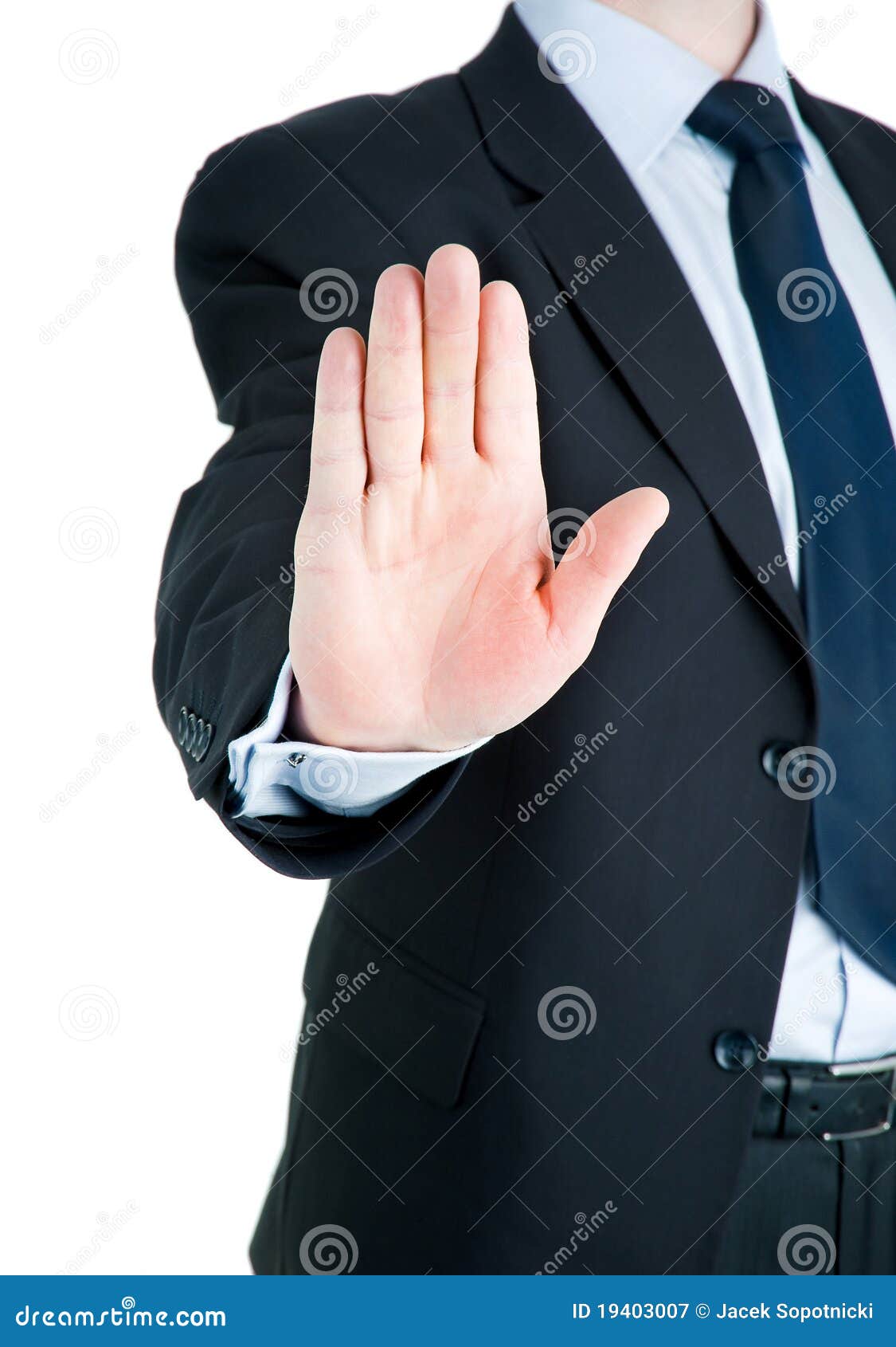 Businessman Showing STOP Sign Stock Image - Image of isolated, message ...