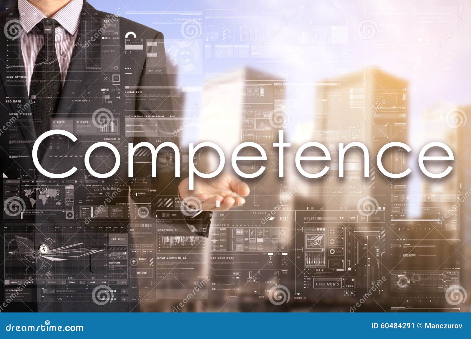 Businessman Showing Text by His Hand: Competence Stock Image - Image of ...