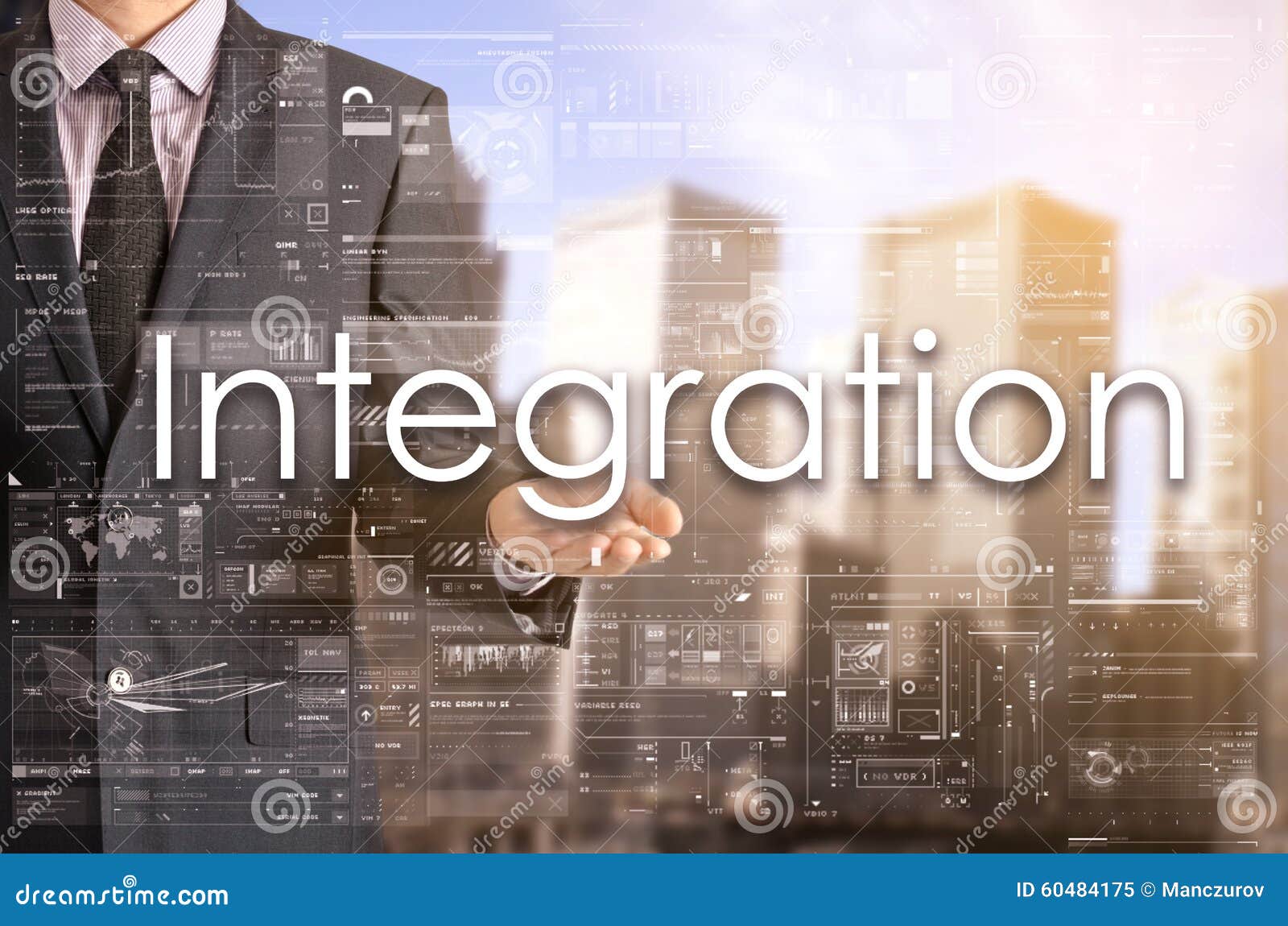 Businessman Showing Text by His Hand: Integration Stock Image - Image ...