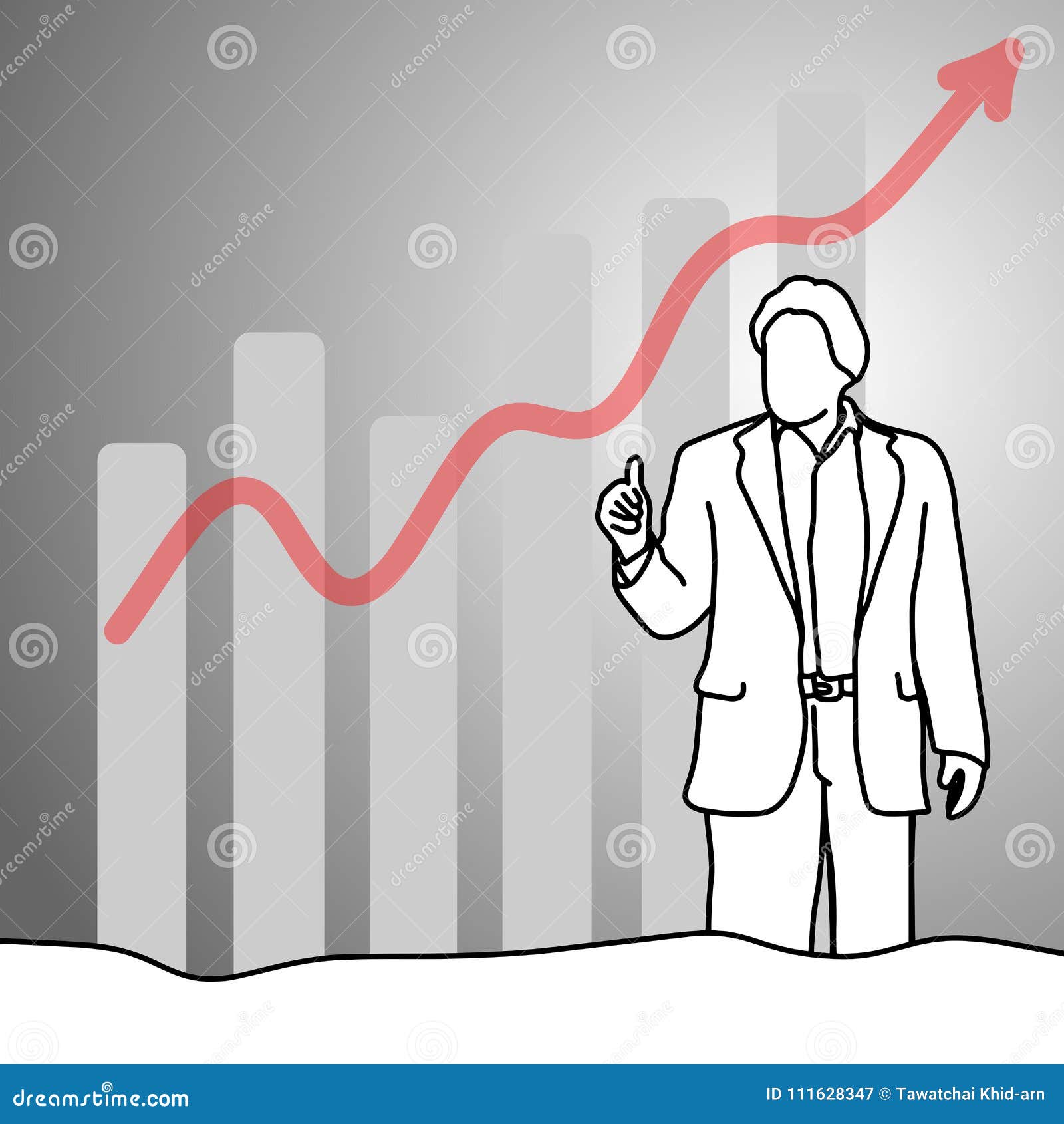 Businessman Showing Thumb Up with Graph Arrow Up Vector Illustration ... Businessman Showing Thumb Up with Graph Arrow Up Vector Illustration ...
