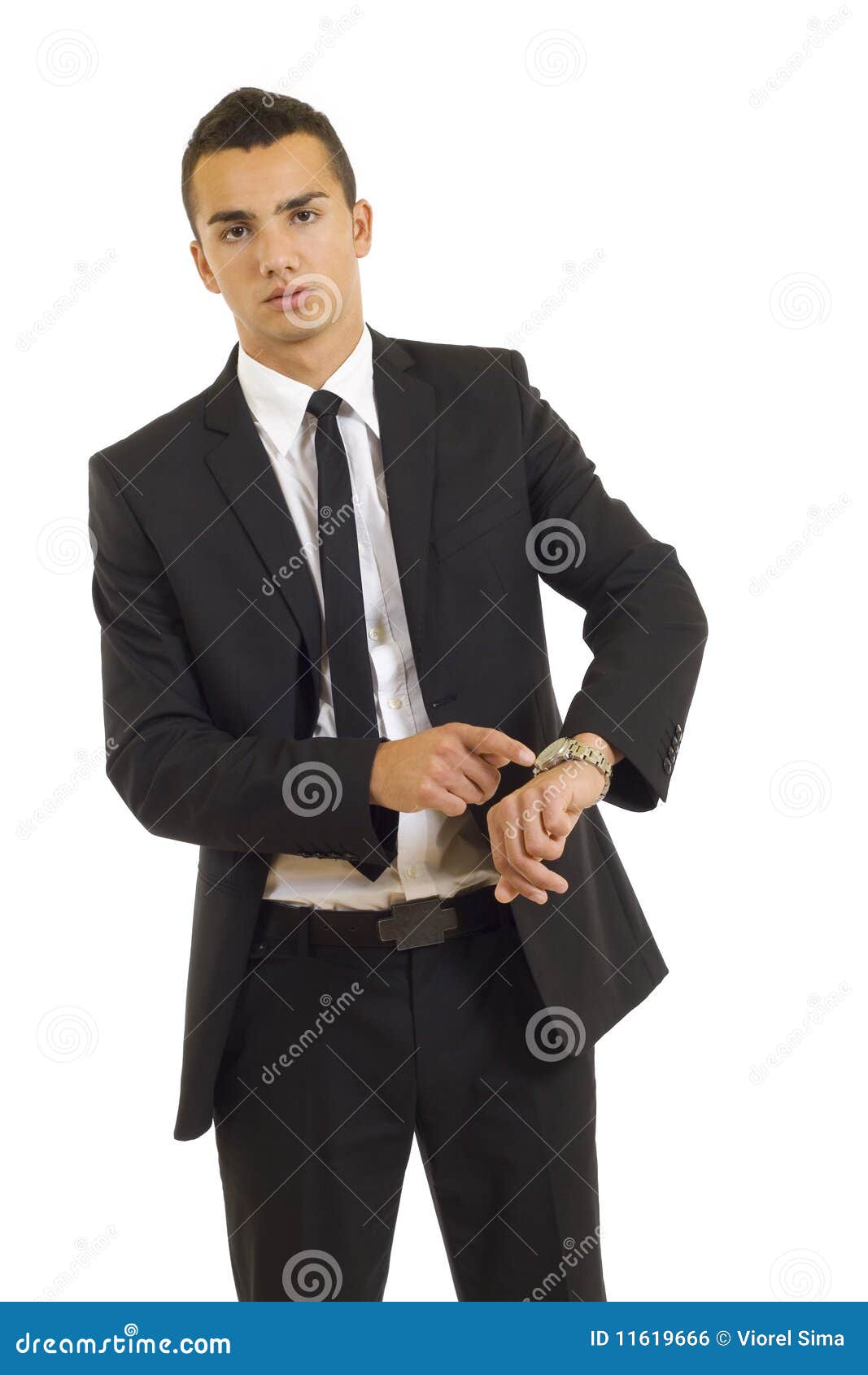 Businessman Showing Time on His Watch Stock Photo - Image of adult ...