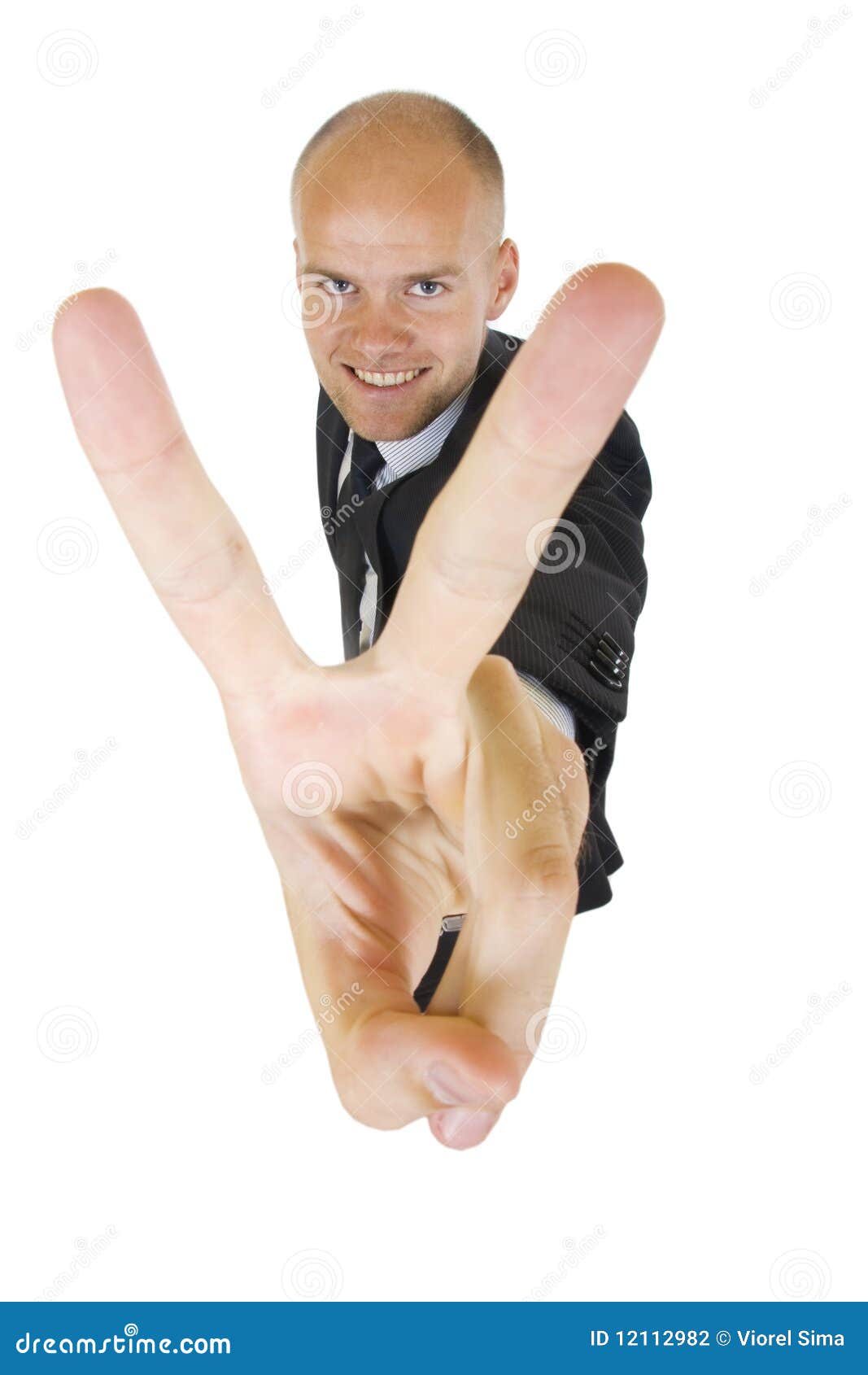 Businessman Showing Victory Sign Stock Photo - Image of professional ...