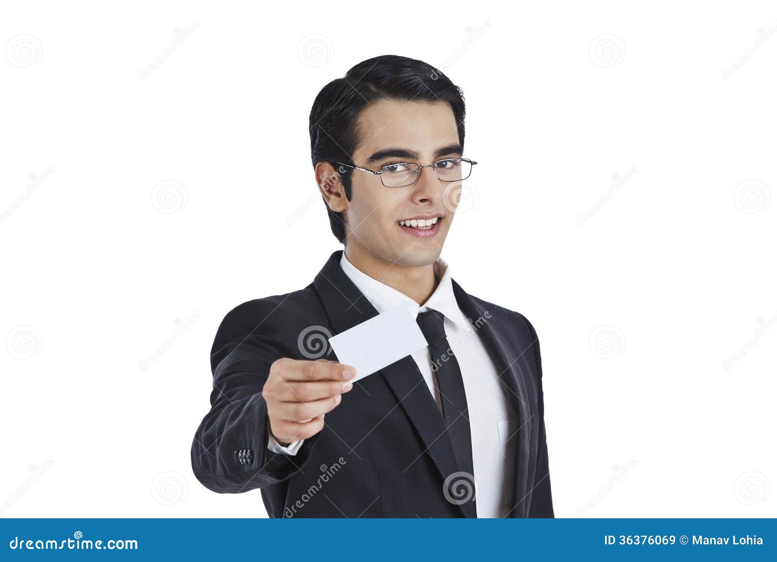Businessman Showing Visiting Card Stock Image - Image of aspirations ...