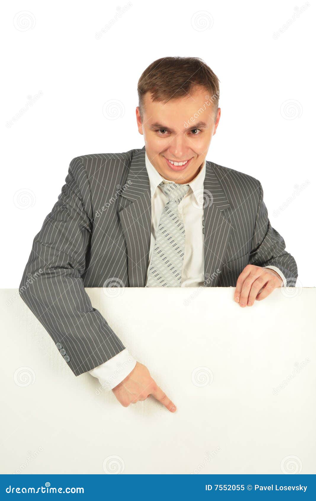 Businessman shows on board stock image. Image of display - 7552055