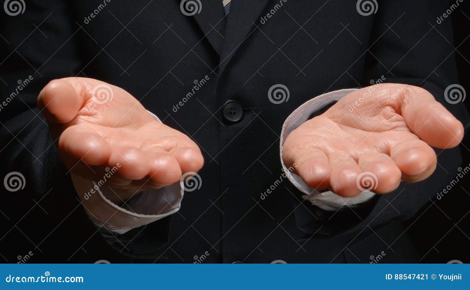 Businessman Shows by Hands Gestures: Balance, Choice Stock Image ...