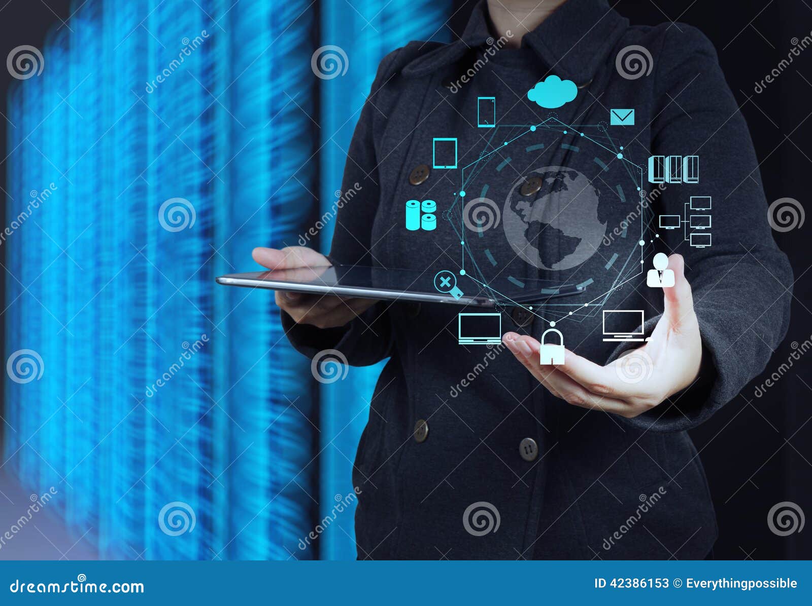 Businessman Shows Modern Technology Stock Image - Image of calculator ...