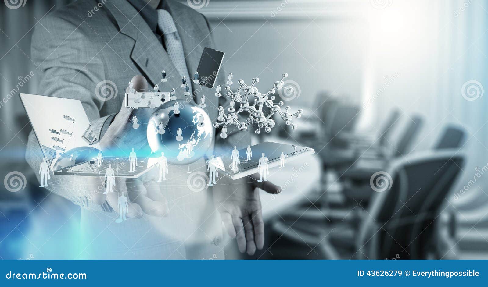 Businessman Shows Modern Technology Stock Image - Image of laptop ...