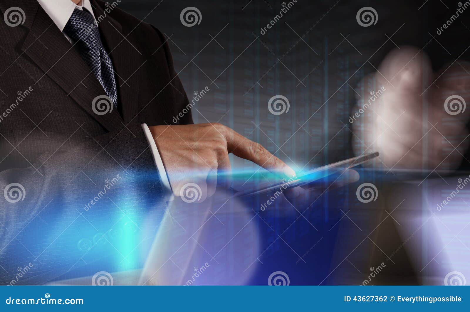 Businessman Shows Modern Technology Stock Photo - Image of male ...