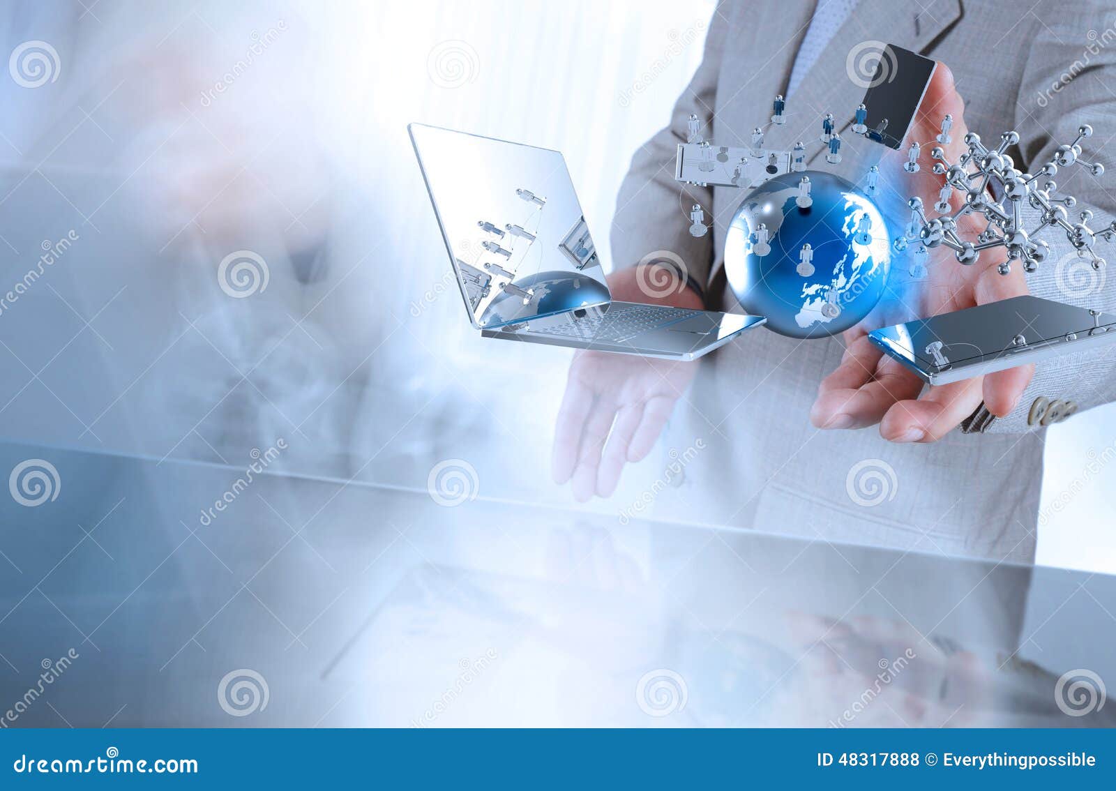Businessman Shows Modern Technology Stock Photo - Image of engineer ...
